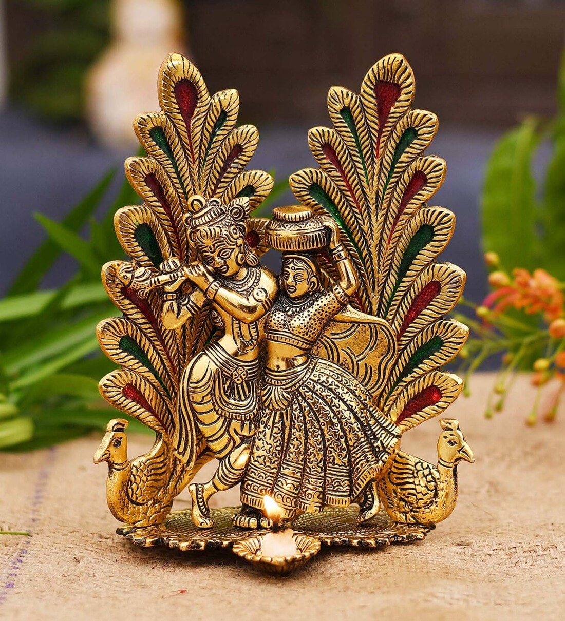 Buy Multicolour Metal 8 Inches Radha Krishna Statue at 20% OFF by ...