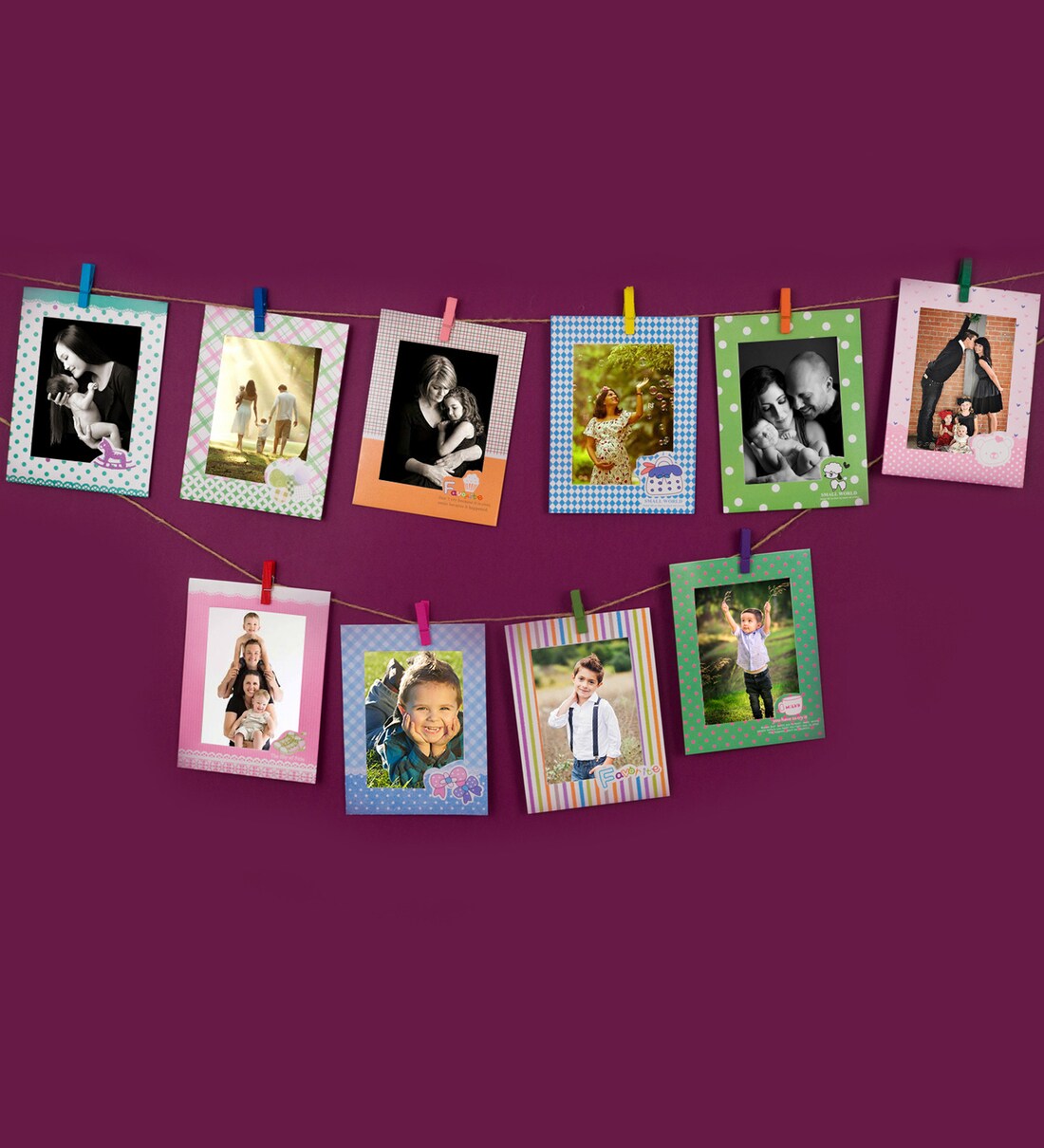 Buy Multicolour Paper & Cardboard 10 Cardboard Set Photo Frame by ...