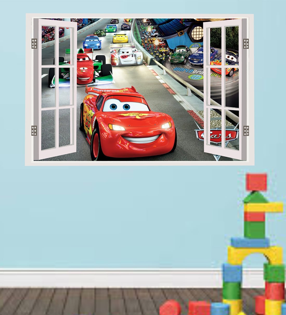 Buy Multicolour Pvc Vinyl Disney Cars Window Illusion Wall Sticker By ...