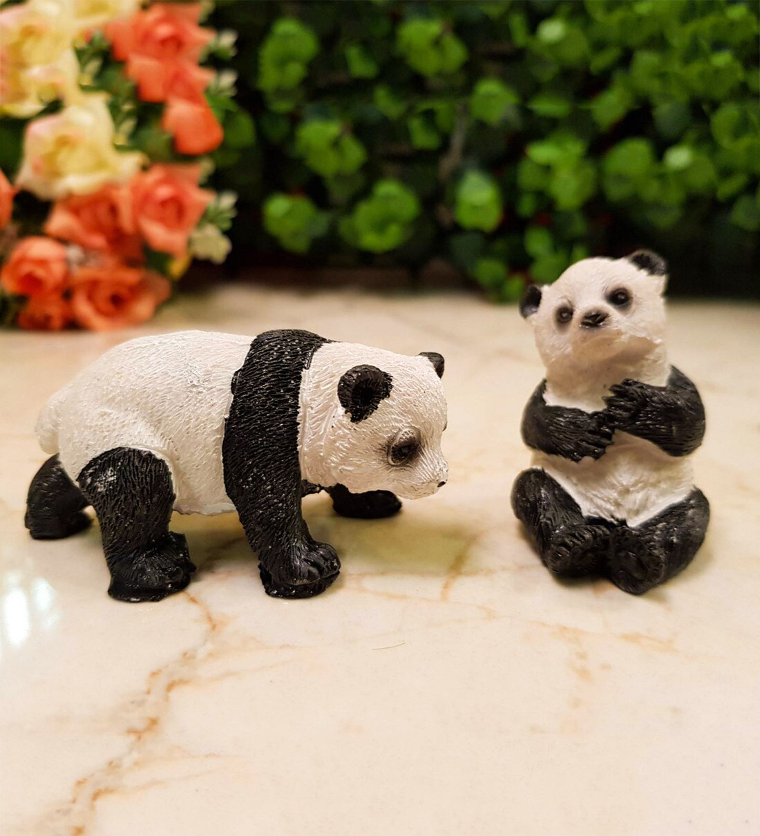 Buy Multicolour Resin Panda Artificial Bird & Animal - Set of 2 by ...
