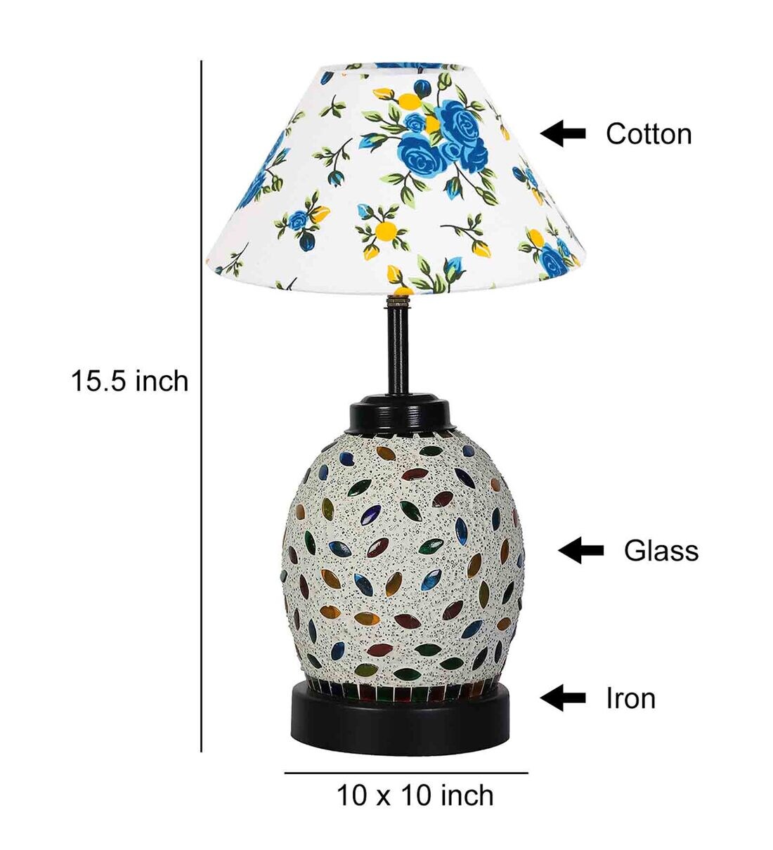 Buy Multicolour Shade Table Lamp With Shade Table Lamp With Glass Base ...