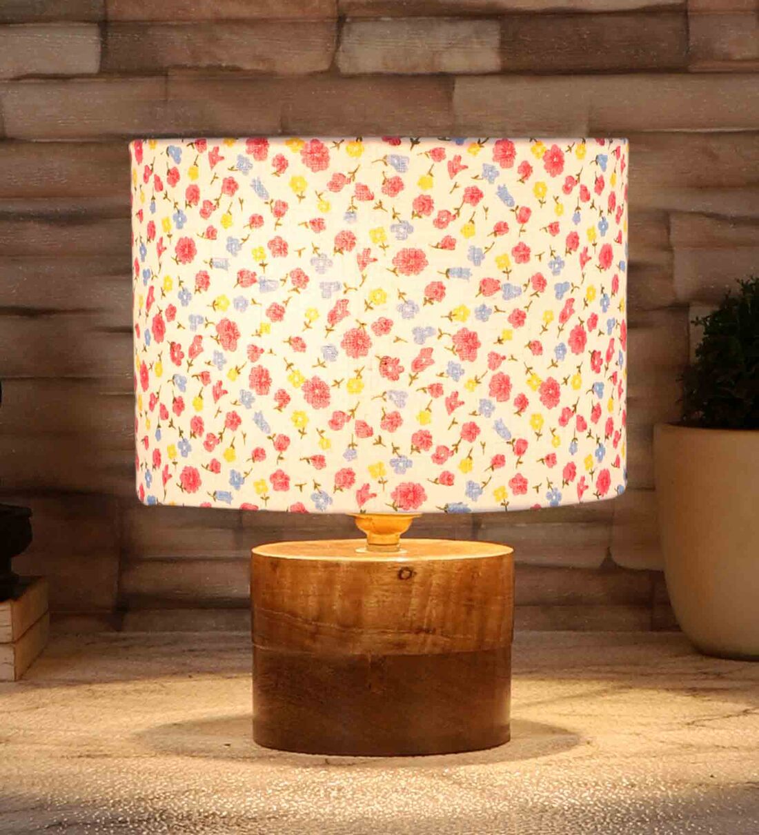 Buy Multicolour Shade Table Lamp With Wood Base By New Era at 27% OFF ...