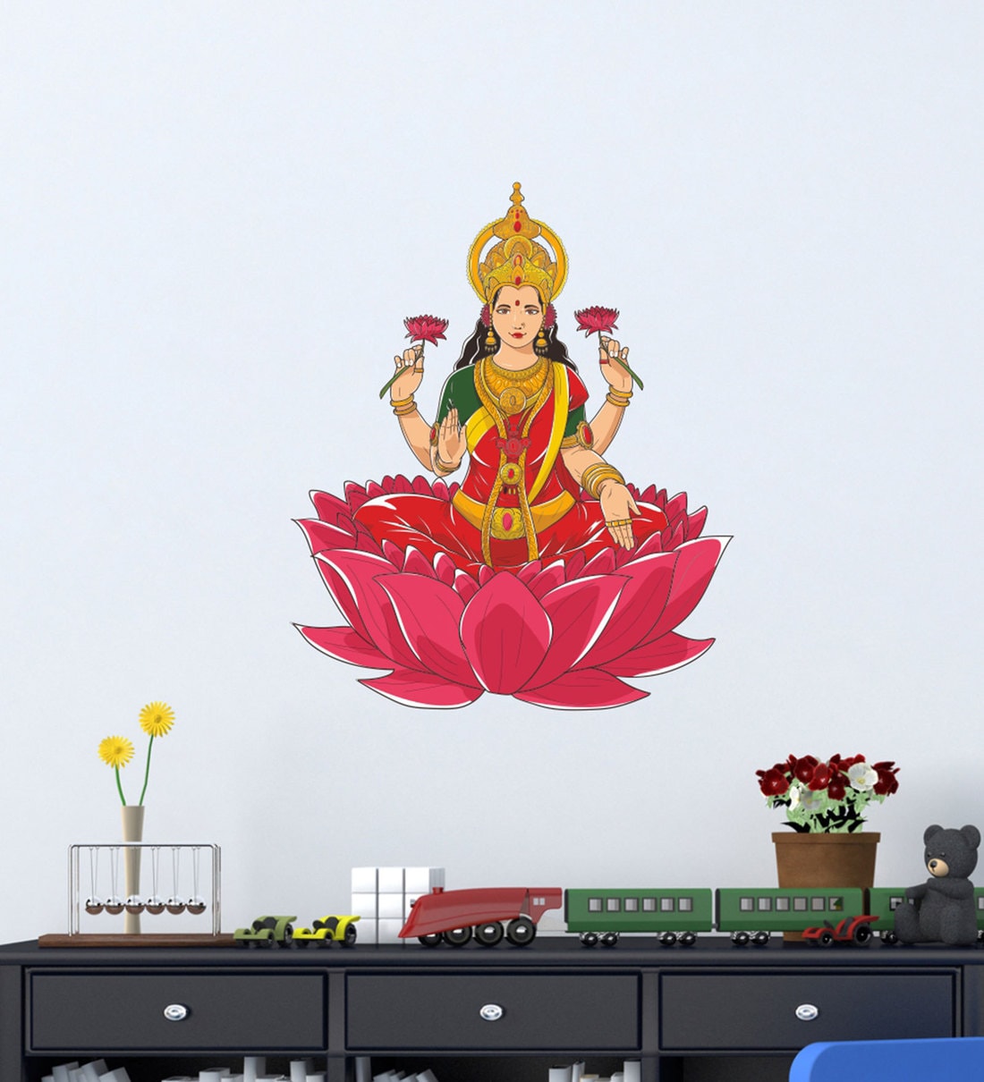 Buy Multicolour Vinyl Laxmi Maa Goddess & Decal Wall Sticker By Wall ...