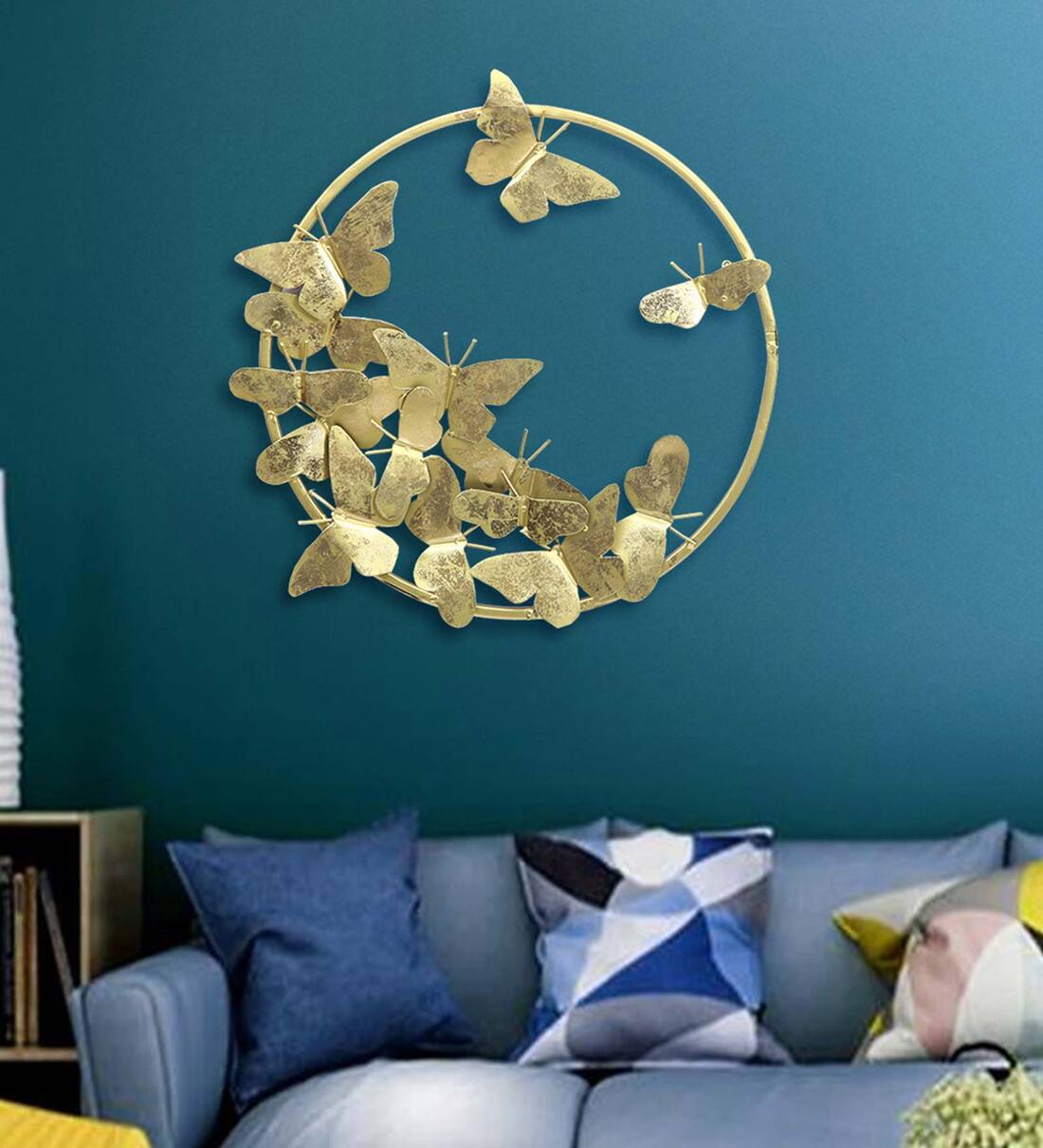 Buy Multicolourcoloured Butterfly And Golden Ring Wall Decor at 53% OFF ...