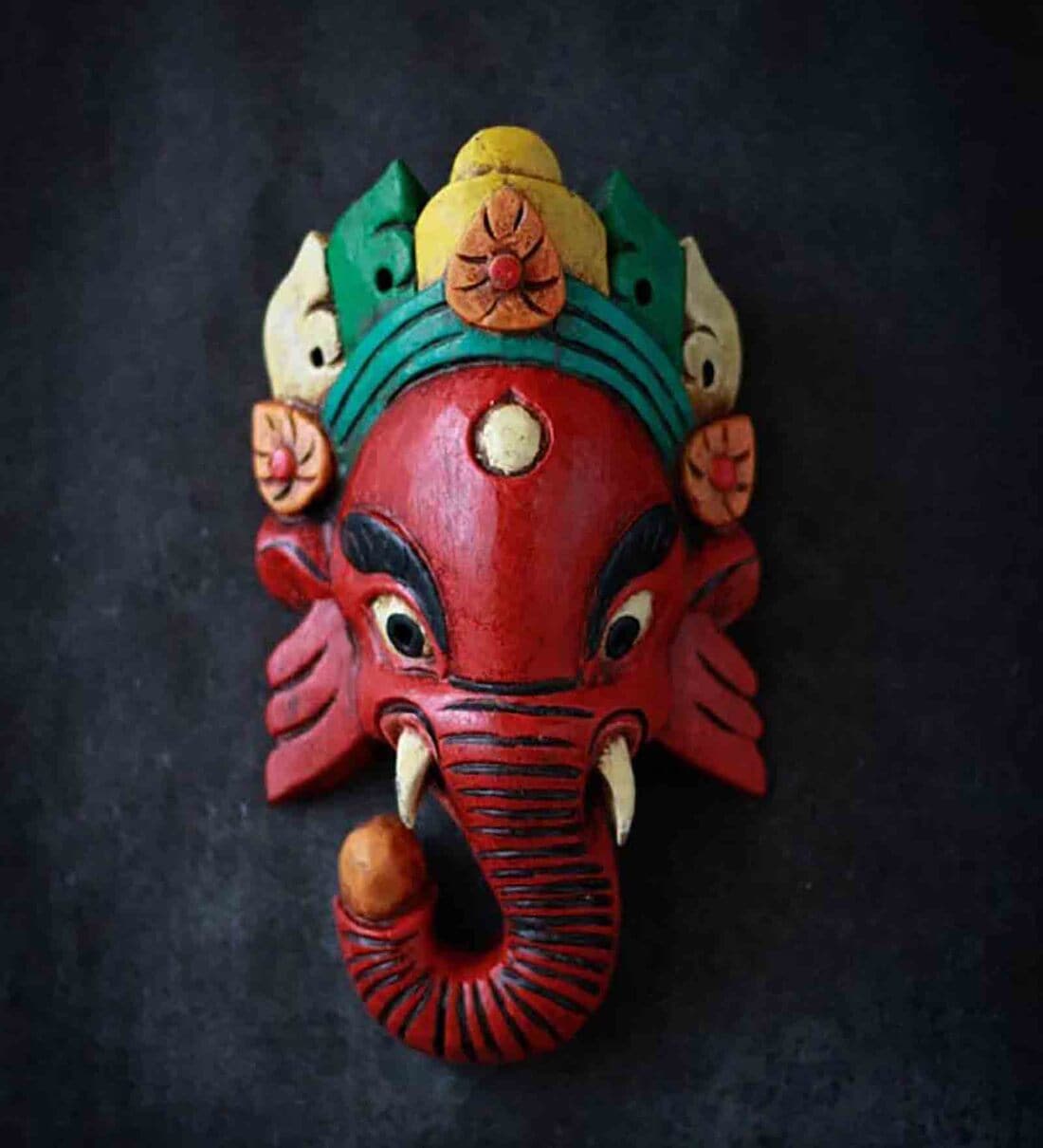 Buy Multicoloured Wooden Skyla Himalayan Ganesha Mask at 32% OFF by ...
