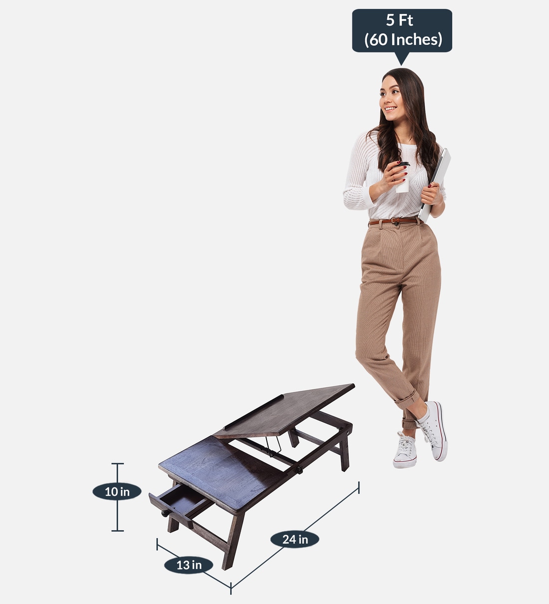 Buy Solid Wood Portable Table in Black Wood Finish by Badiwal Interio ...