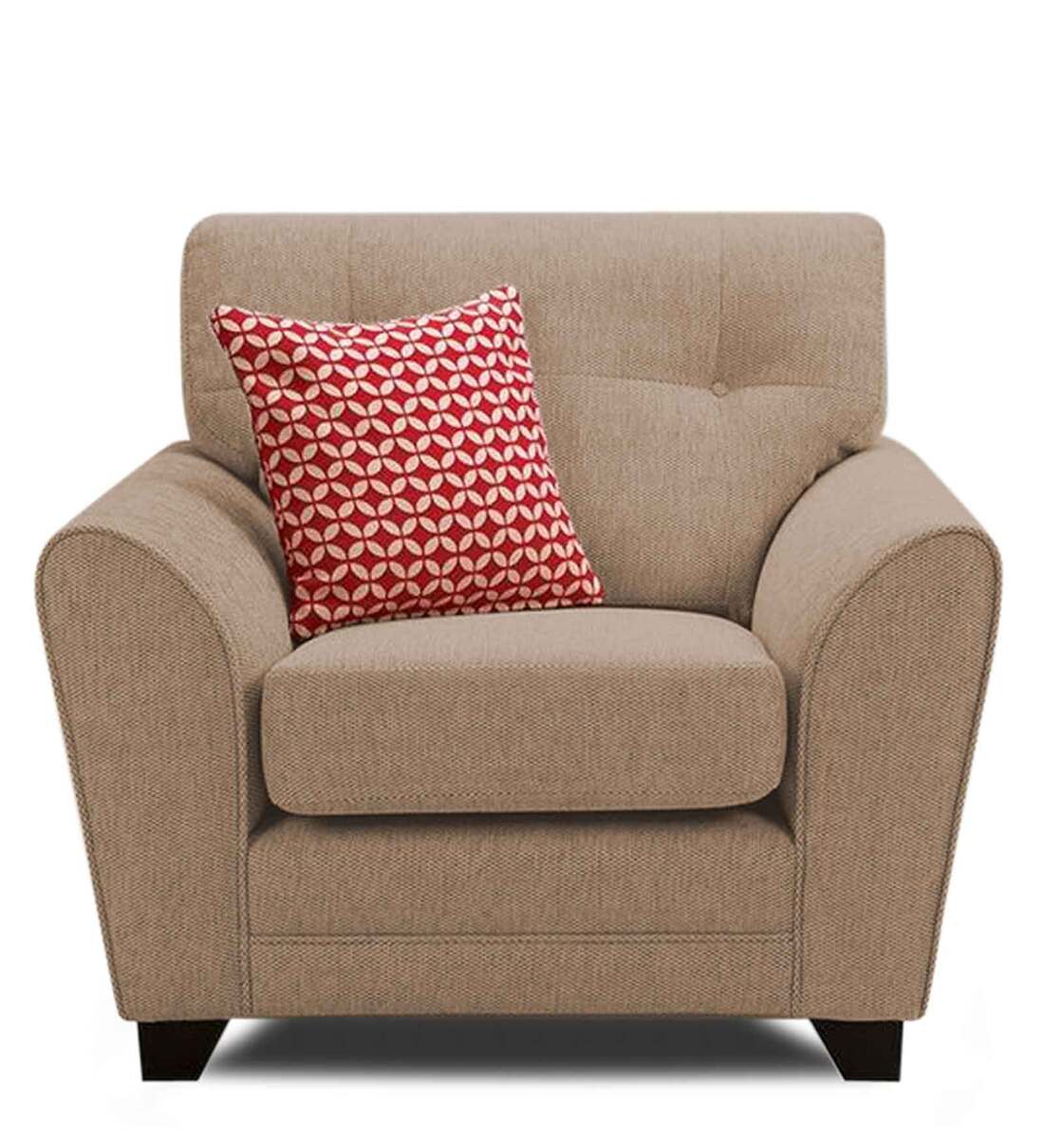 Buy Murdock Fabric 1 Seater Sofa in Beige Colour by Adorn India Online ...