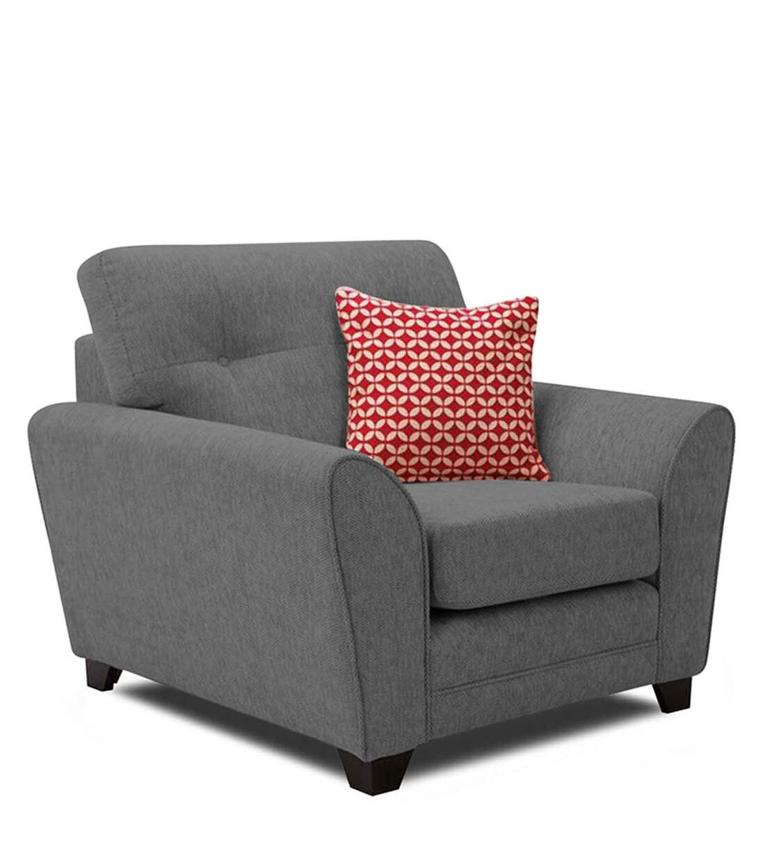Buy Murdock Fabric 1 Seater Sofa in Grey Colour by Adorn India Online ...