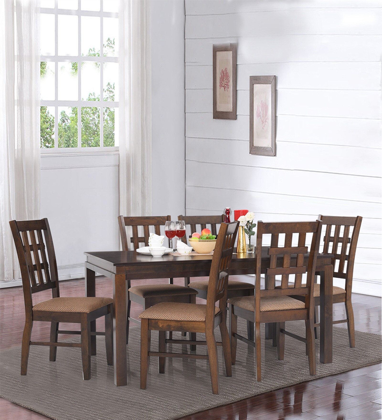 Buy Muar Solid Wood 6 Seater Dining Set in Brown Colour at 40% OFF by ...
