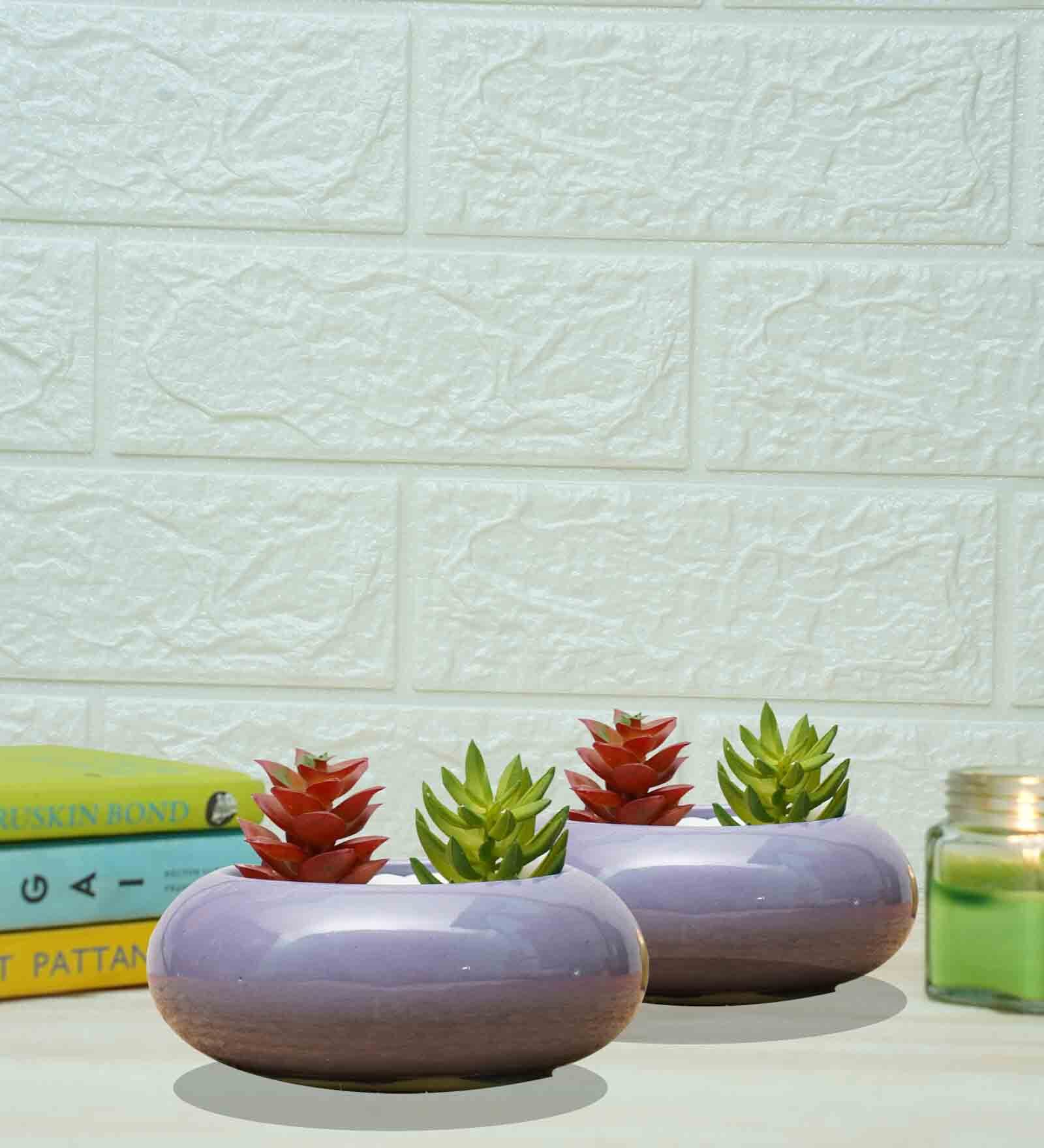 Buy Muave Ceramic Desk Pot Set Of 2 By Gold Dust at 32% OFF by Gold ...