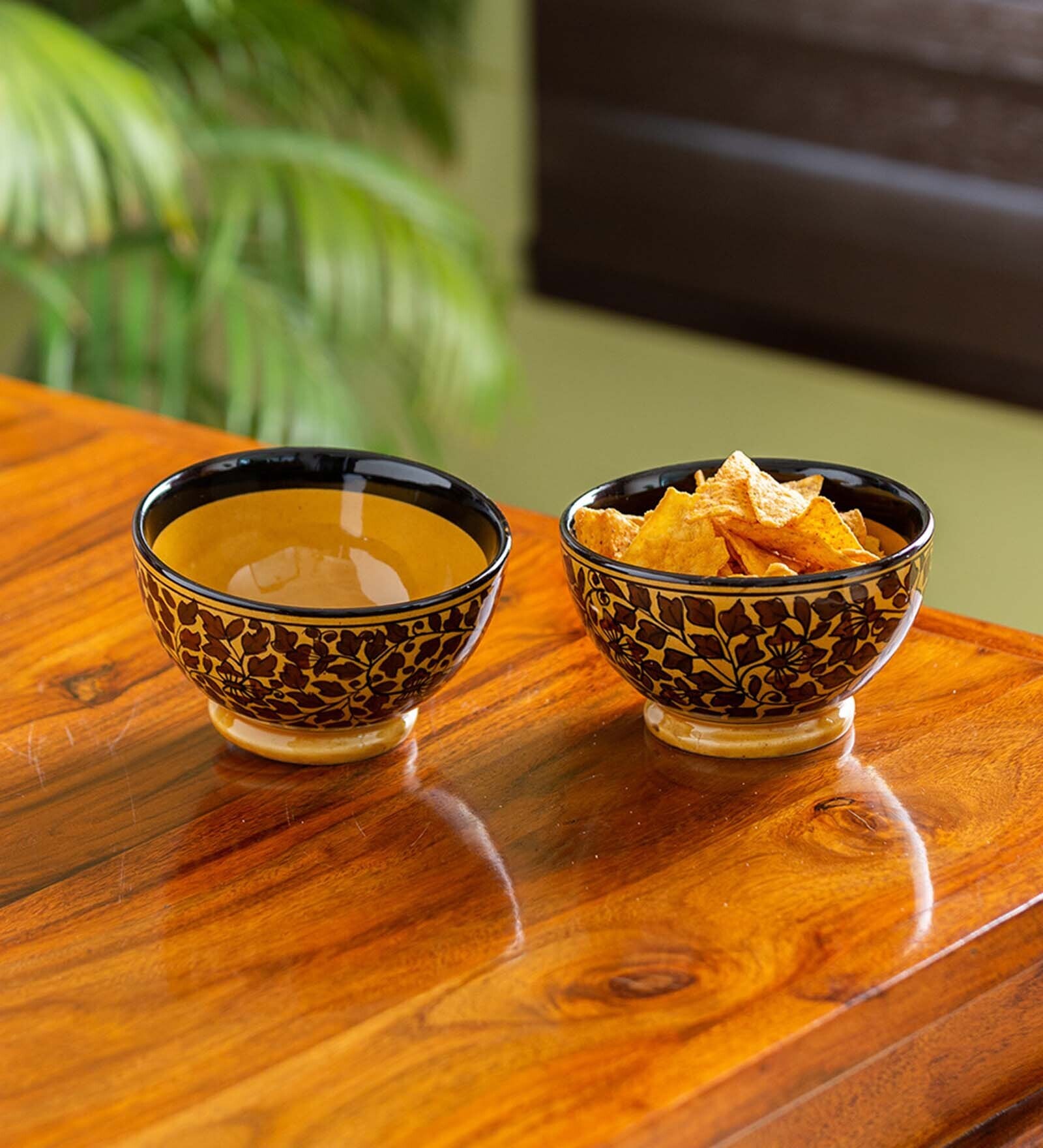 Buy Mughal Floral 520ml Brown Ceramic (Set of 2) Dinner Bowl at 43% OFF by ExclusiveLane | Pepperfry