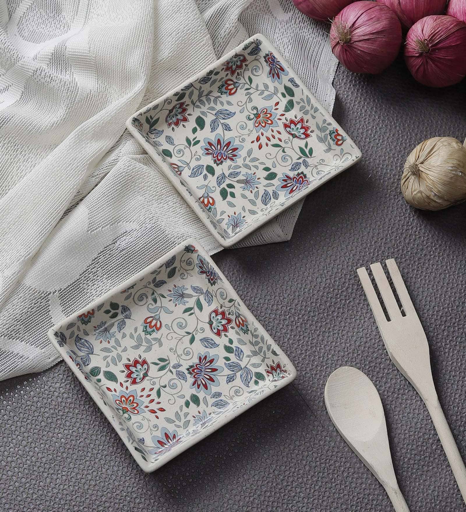 Buy Ceramic Square Platters Set of 2 by Miah Decor at 47% OFF by Miah ...