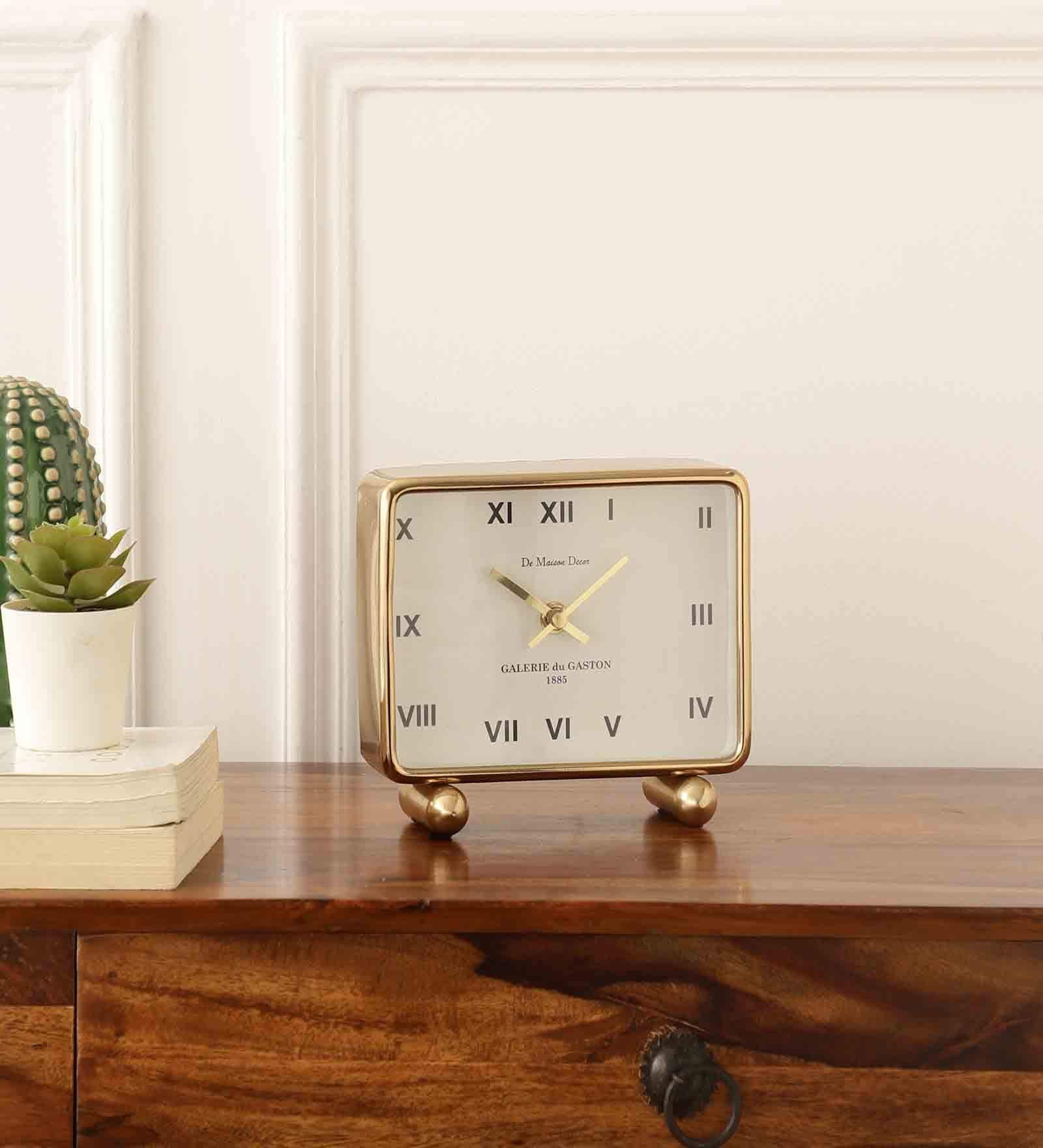 Buy Mullins Gold Aluminium Table clock at 30% OFF by De Maison Decor ...