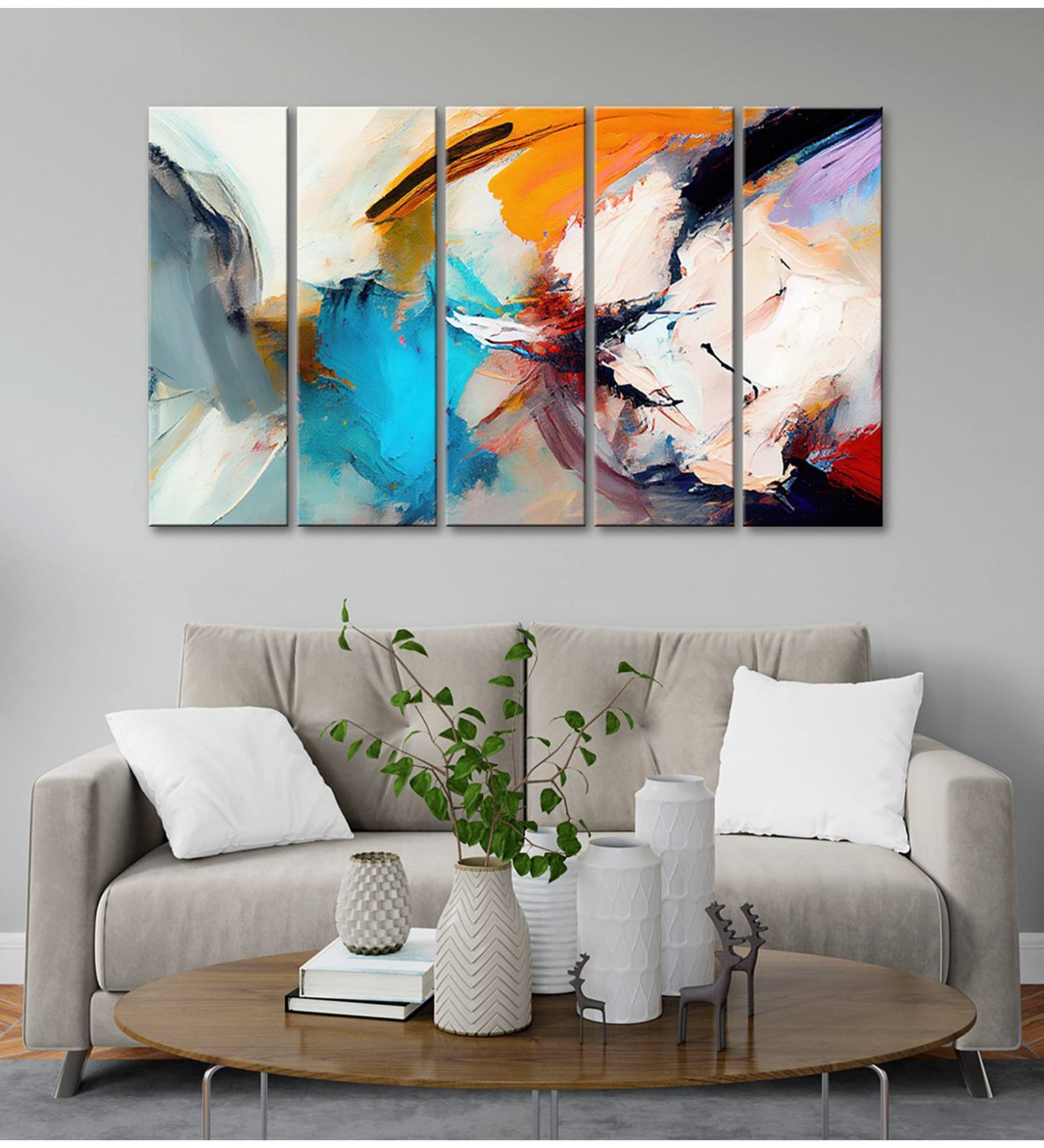 Buy Multi Color Abstract Multi Frame Modern Painting Art Panels at 46% ...