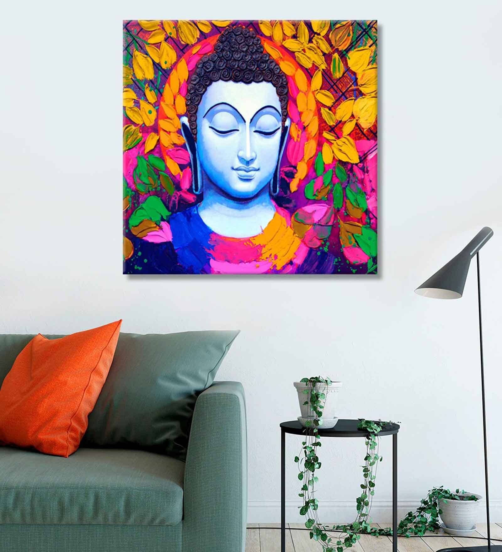 Buy Multi Color Buddha Face Canvas Art Print at 29% OFF by 999Store ...
