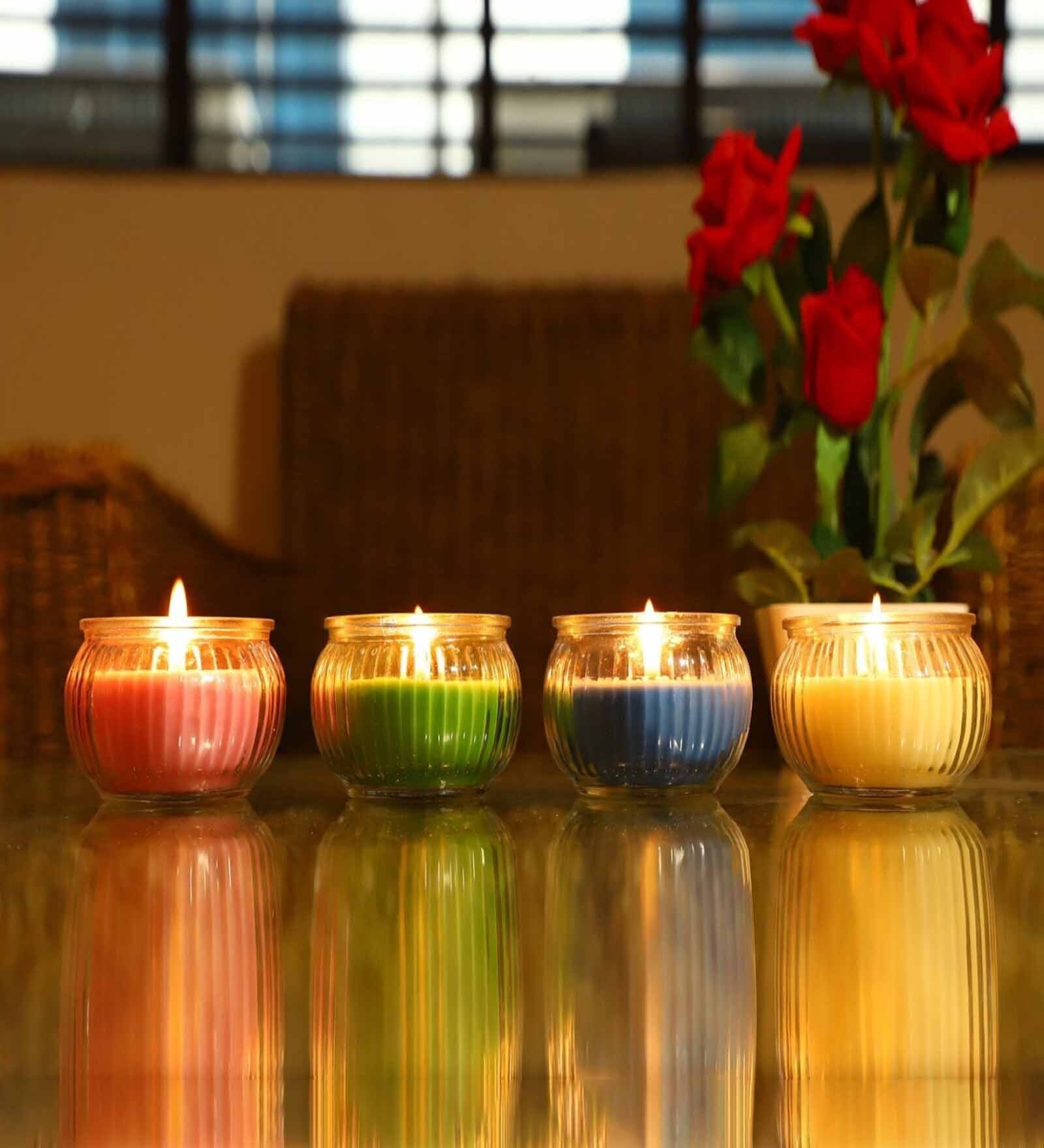 Buy Set Of 4 Multicolour Wax Scented Jar Candles at 50% OFF by Aromatic ...