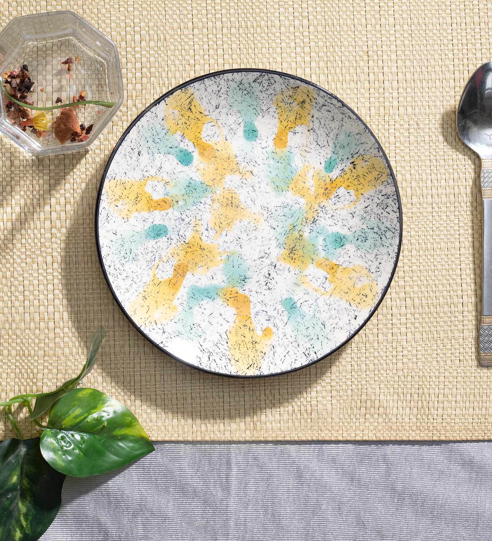 Buy Dane 10.5 Inch White & Yellow Ceramic Dinner Plate at 69% OFF by ...