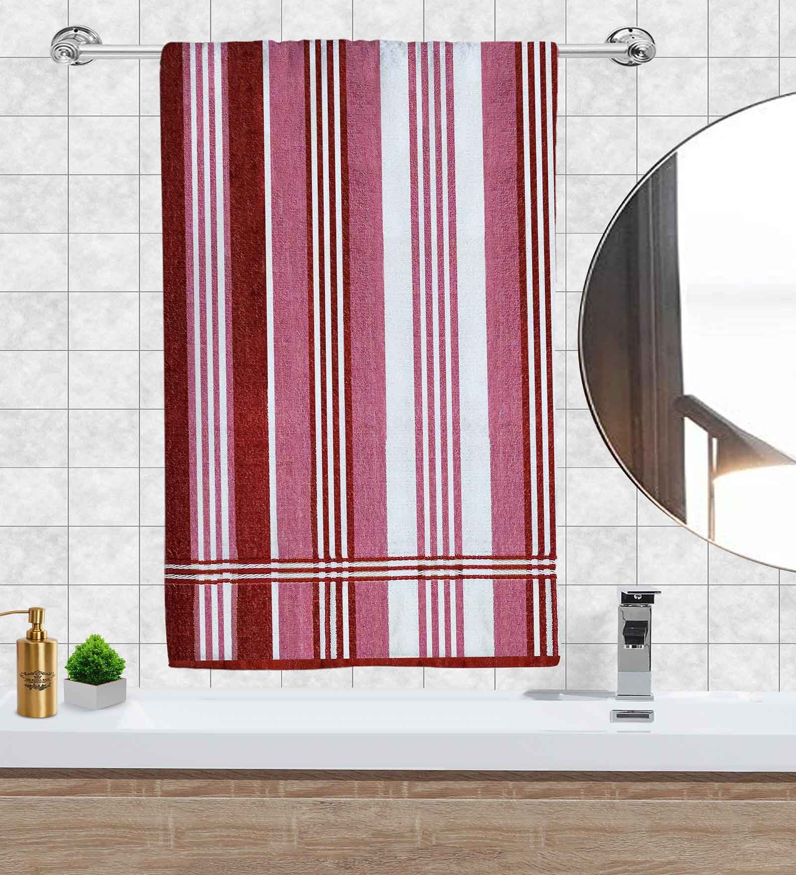 Buy Pink 100 % Cotton Patterned 220 GSM Bath Towels (set of 2) at 53% ...