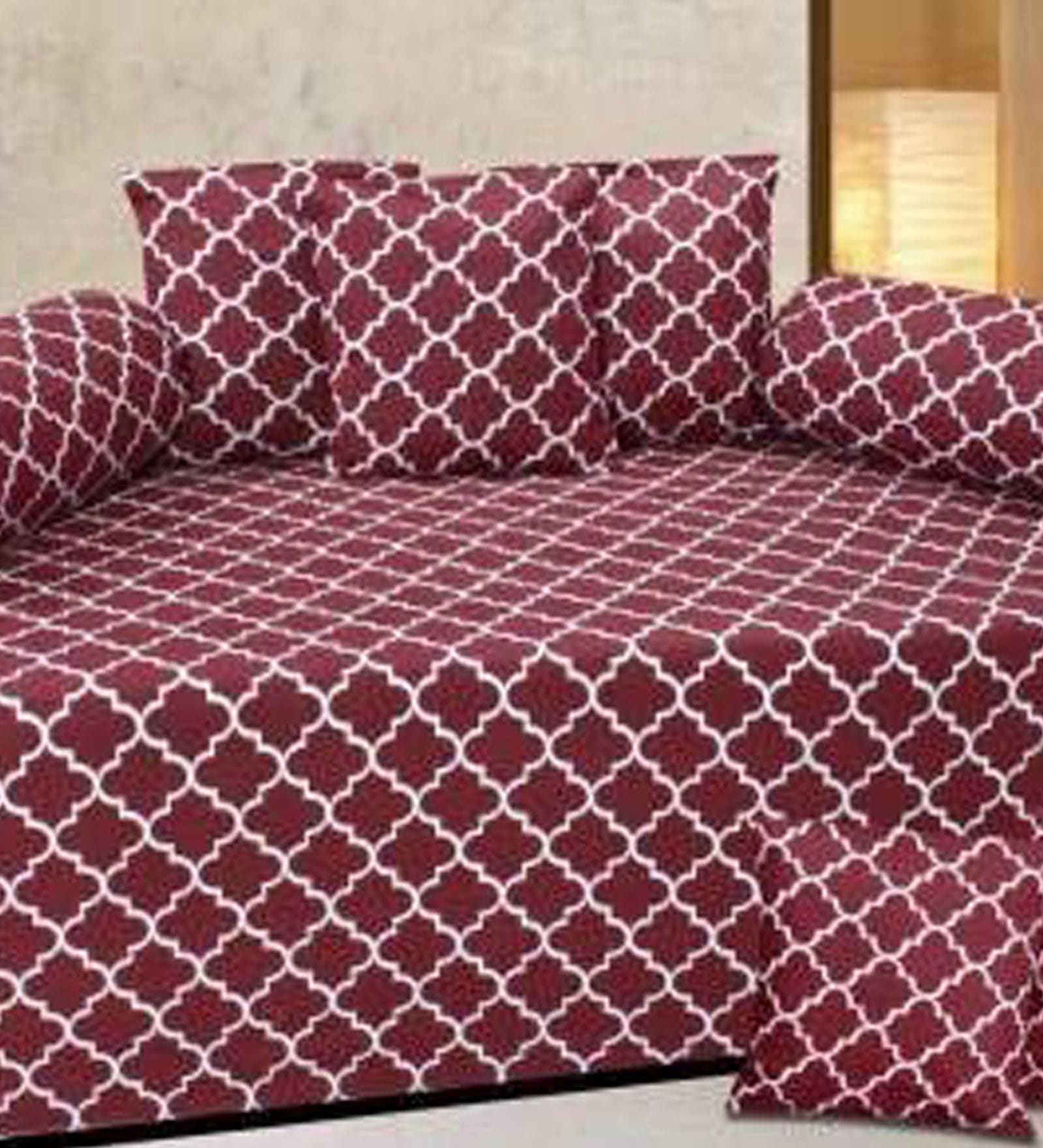 Buy Maroon 144 TC Polyester 8 Pieces Diwan Set by Braids at 40% OFF by ...