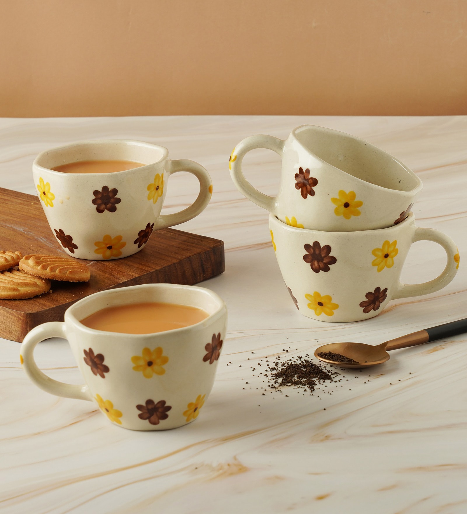 Buy Oasis 210ml Multicolor Ceramic (Set of 4) Tea Cup at 55% OFF by ...