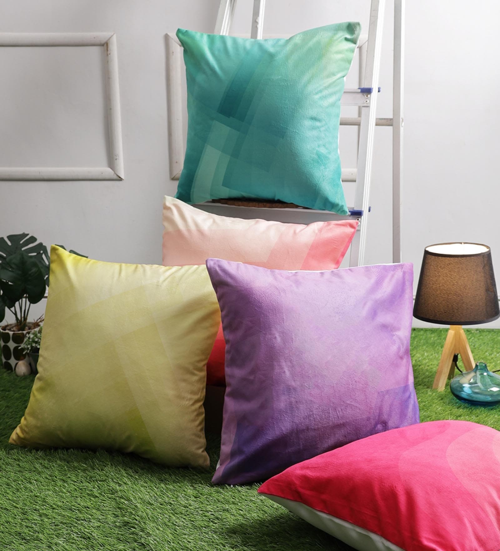 Buy Multicolour Velvet Abstract 16x16 inches Cushion Cover (5Pc) at 65% ...