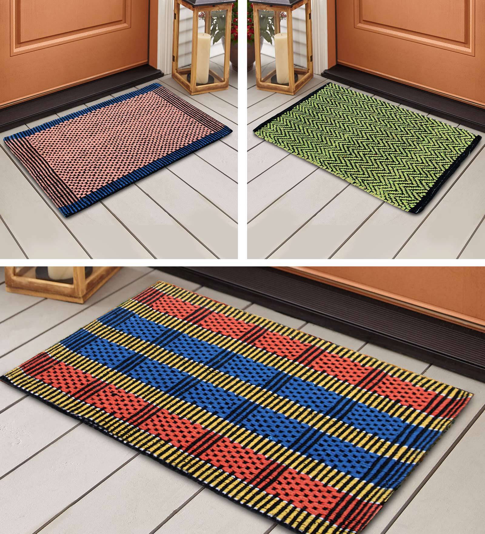 Buy Multicolor Geometric Cotton Blend 24 x 16 Inches Water Absorbent ...