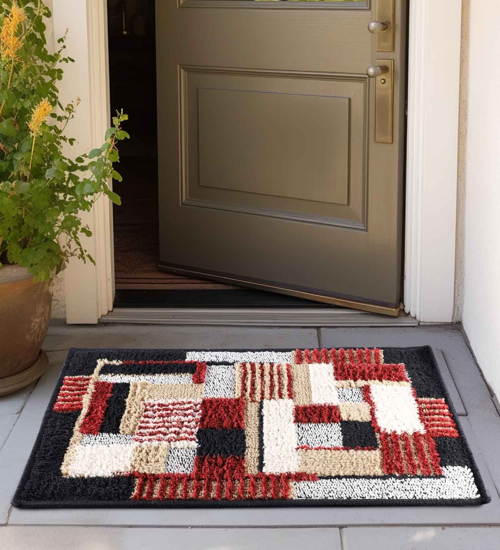 Buy Multicolor Abstract Microfibre 24x16 Inches Antiskid Door Mat at 40 ...