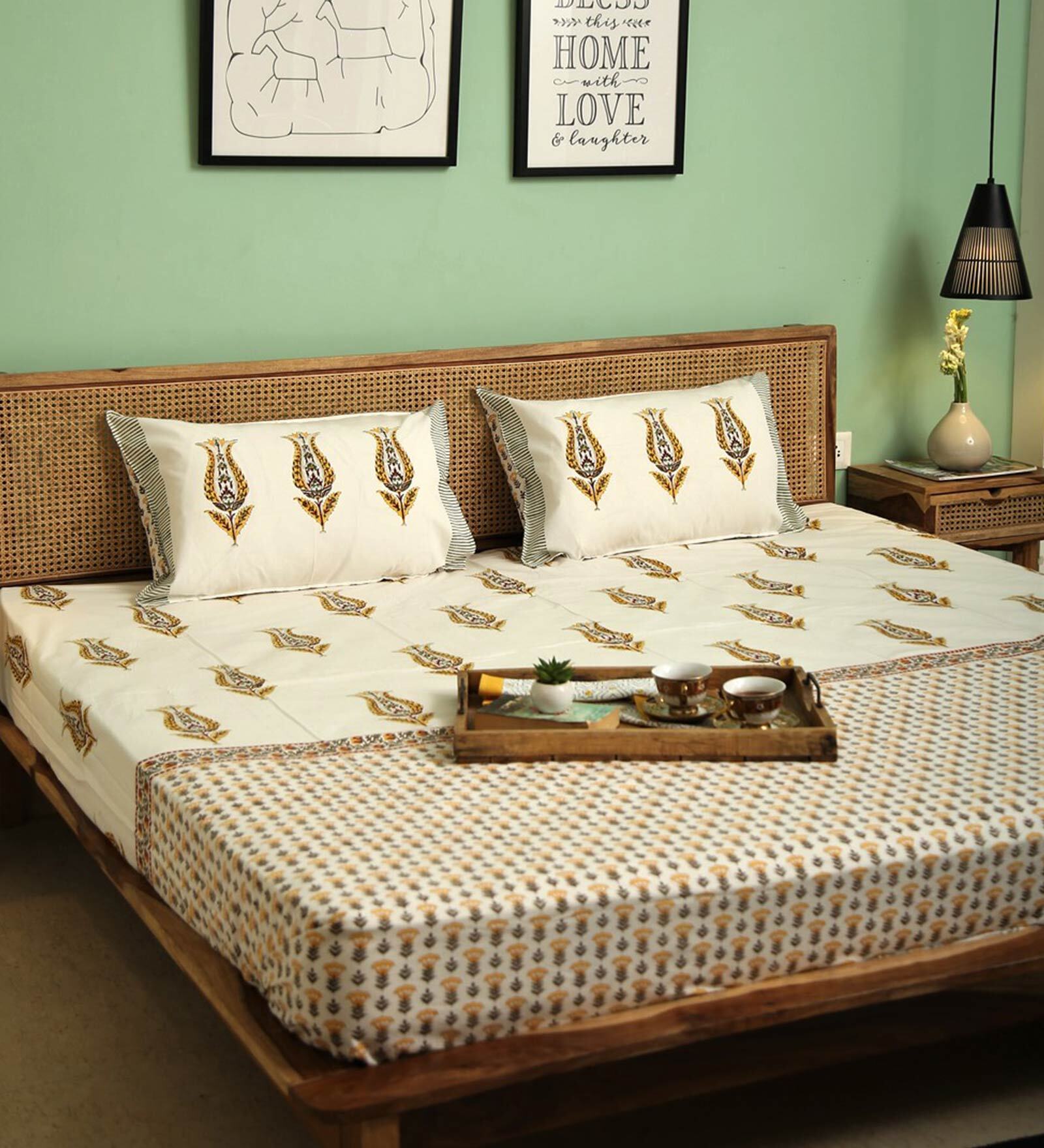 Buy White Traditional 250 TC 100% Cotton King Sized Bed Sheets with 2 ...