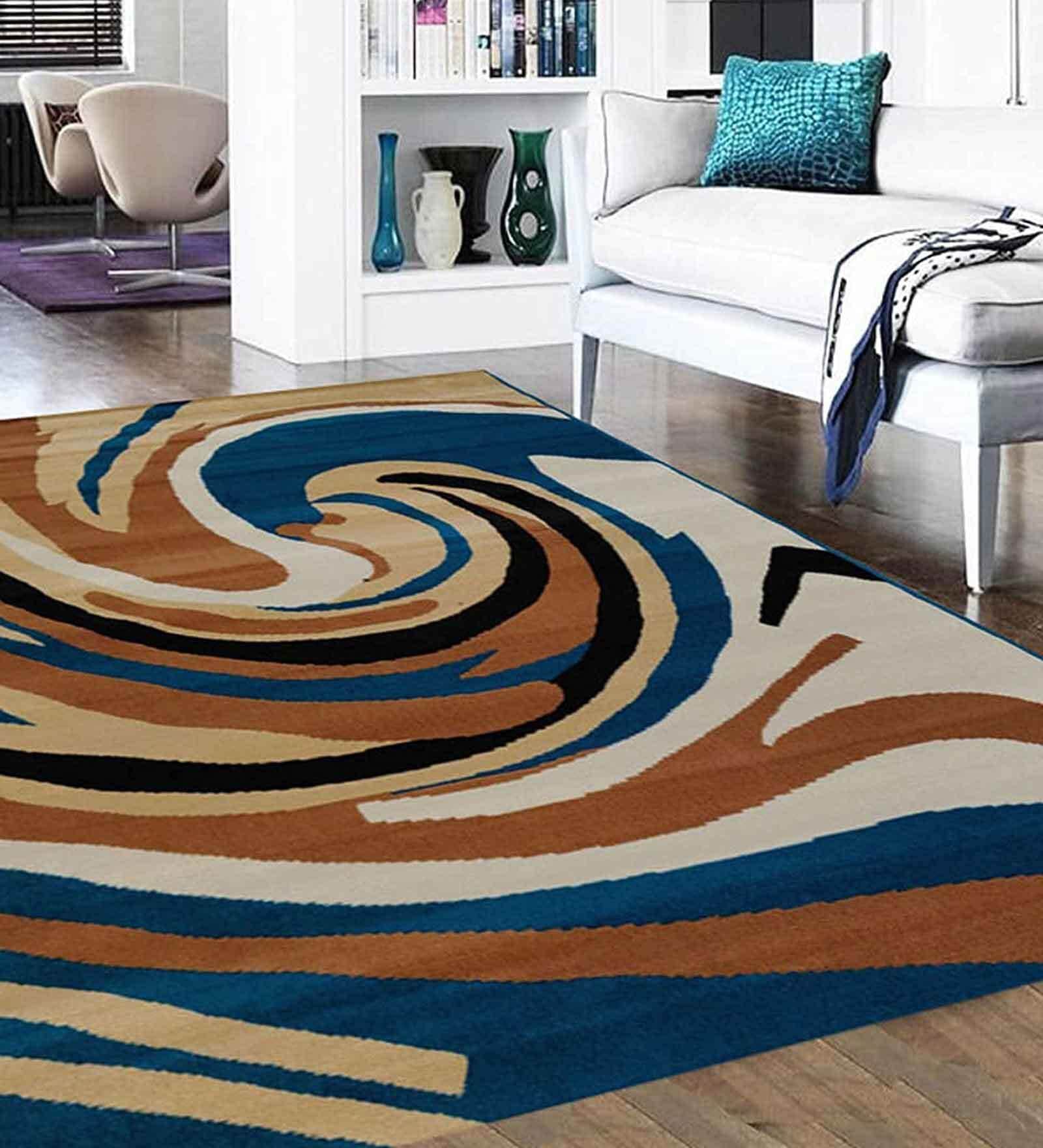 Buy Multicolor Abstract Acrylic 8 ft x 10 ft Machine Made Carpet at 31% ...