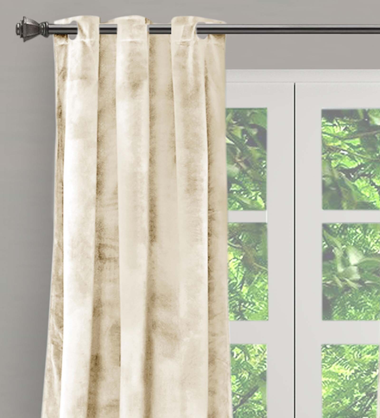 Buy Cream Velvet Blackout 5 Feet Eyelet Curtain (1 Piece) by Eyda at 64 ...