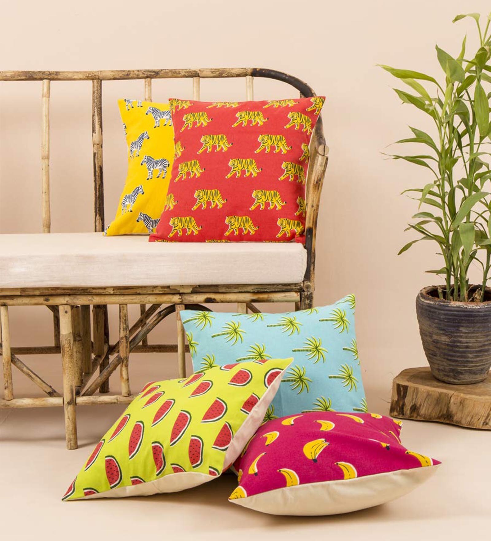 Buy Multicolor Floral Blended Cotton 16 x 16 Inches Cushion Covers (Set ...