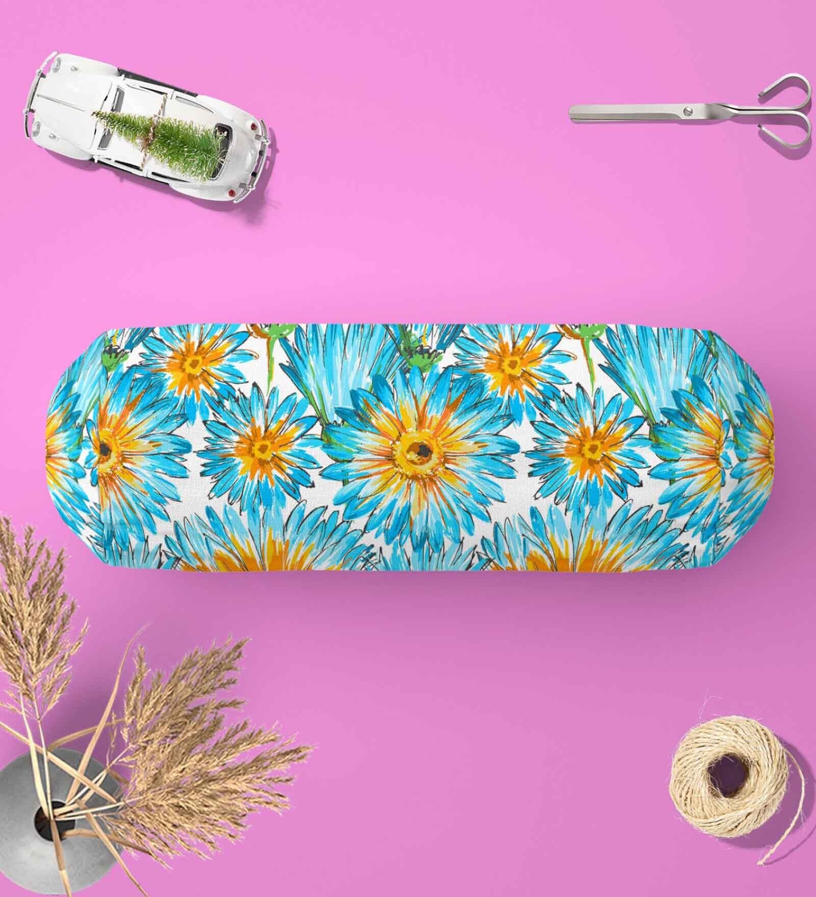 Buy Blue Canvas Printed 24x9 Inches Bolster Covers (Pack of 2 ...