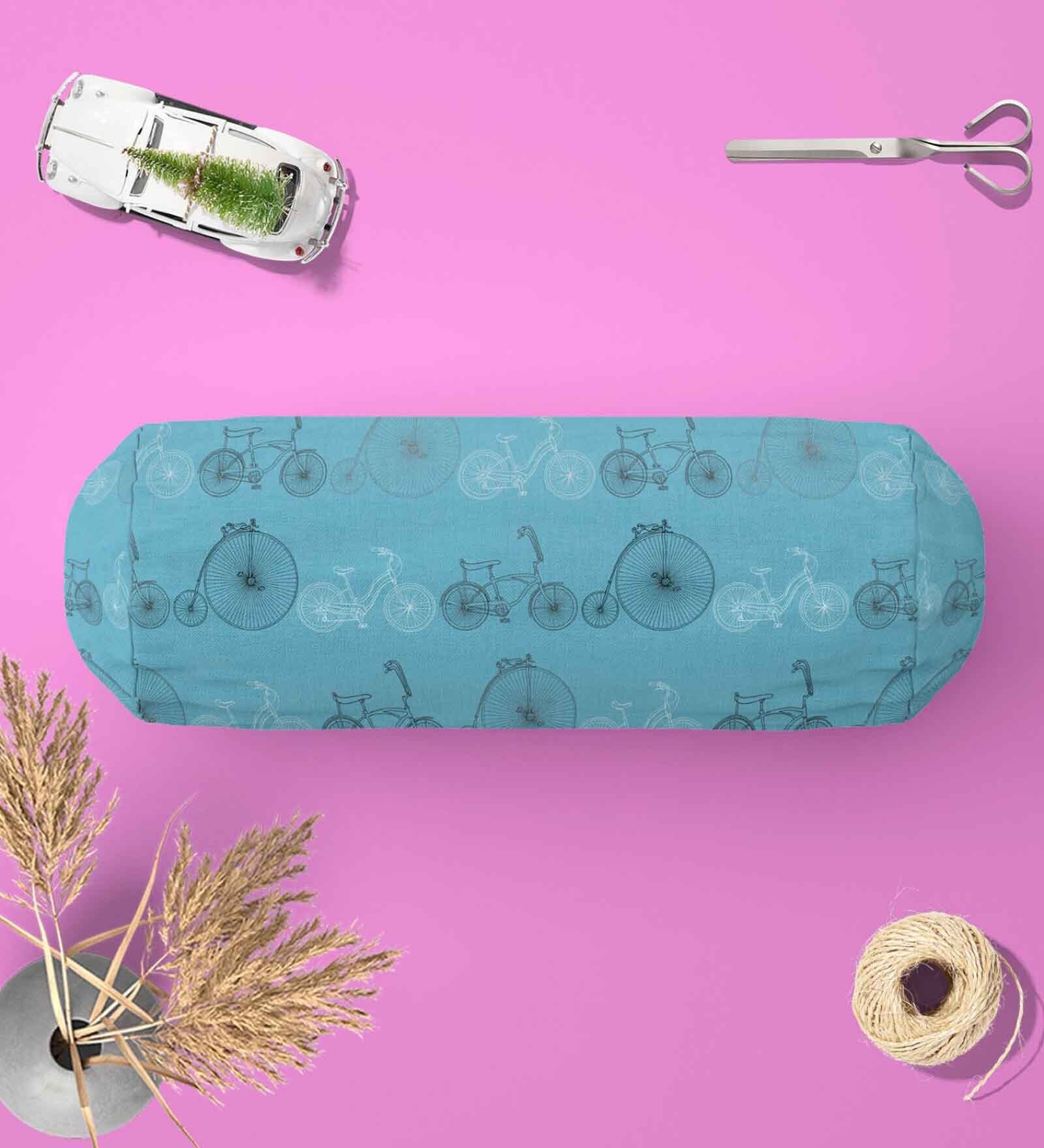 Buy Blue Canvas Printed 16x6 Inches Bolster Covers (Pack of 2 ...