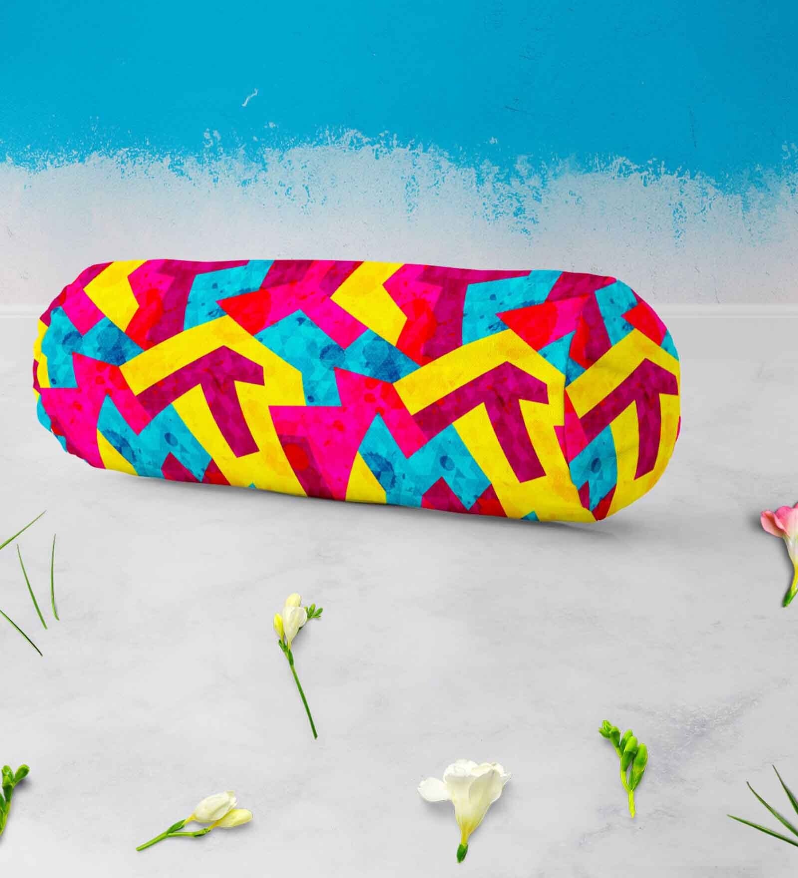 Buy Multicolor Canvas Printed 24x9 Inches Bolster Covers (Pack of 2 ...