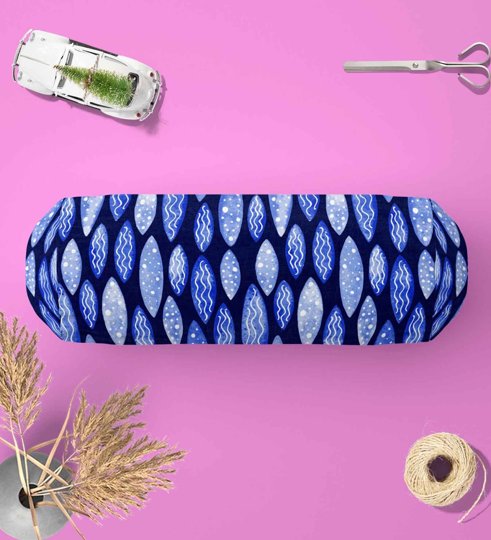 Buy Blue Canvas Printed 24x9 Inches Bolster Covers (Pack of 2 ...