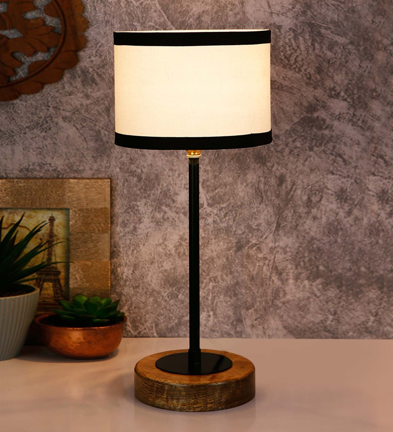 Buy Multicolor Cotton Shade Country Table Lamp With Natural Base at 63% ...
