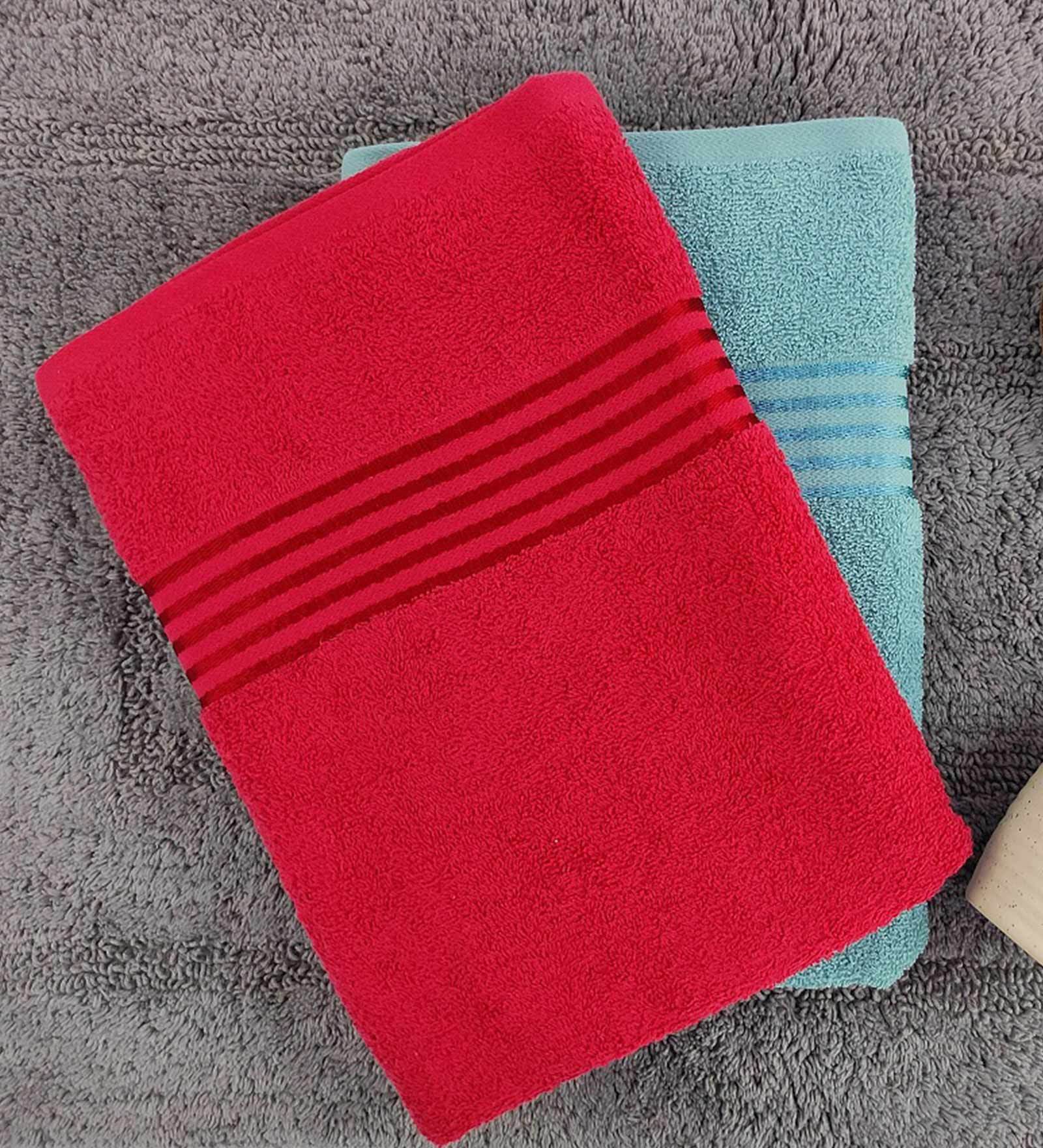 Buy Red Cotton 400 Gsm Bath Towels (Set Of 2) By Cotton Bolls Textile ...