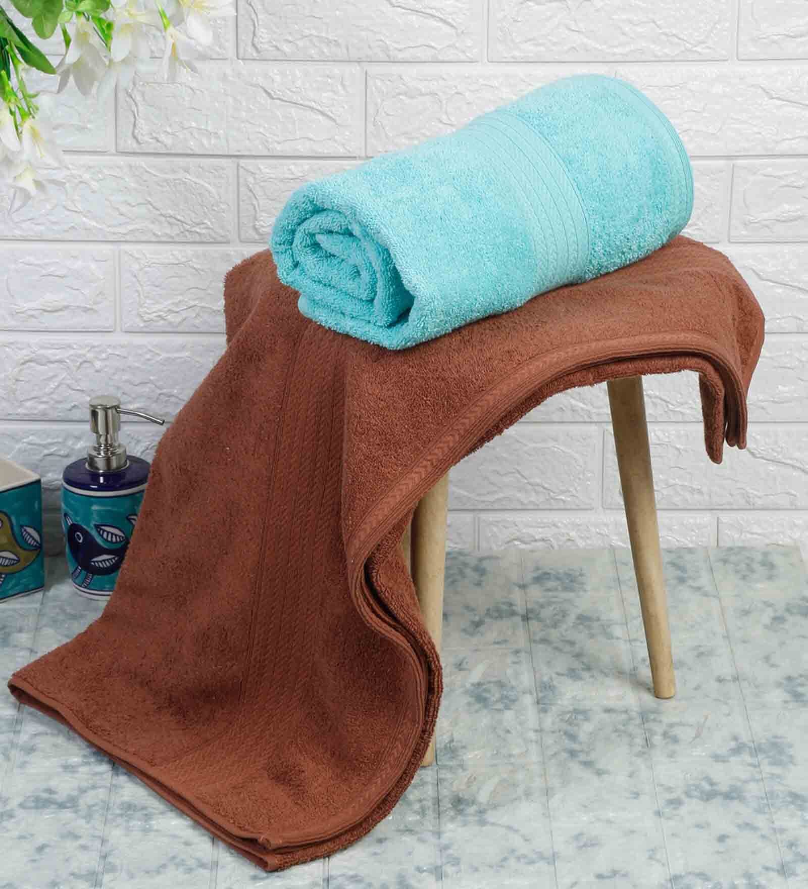 Buy Multicolor Solid 450 GSM Cotton Bath Towels (Set of 2) by Naksh at ...