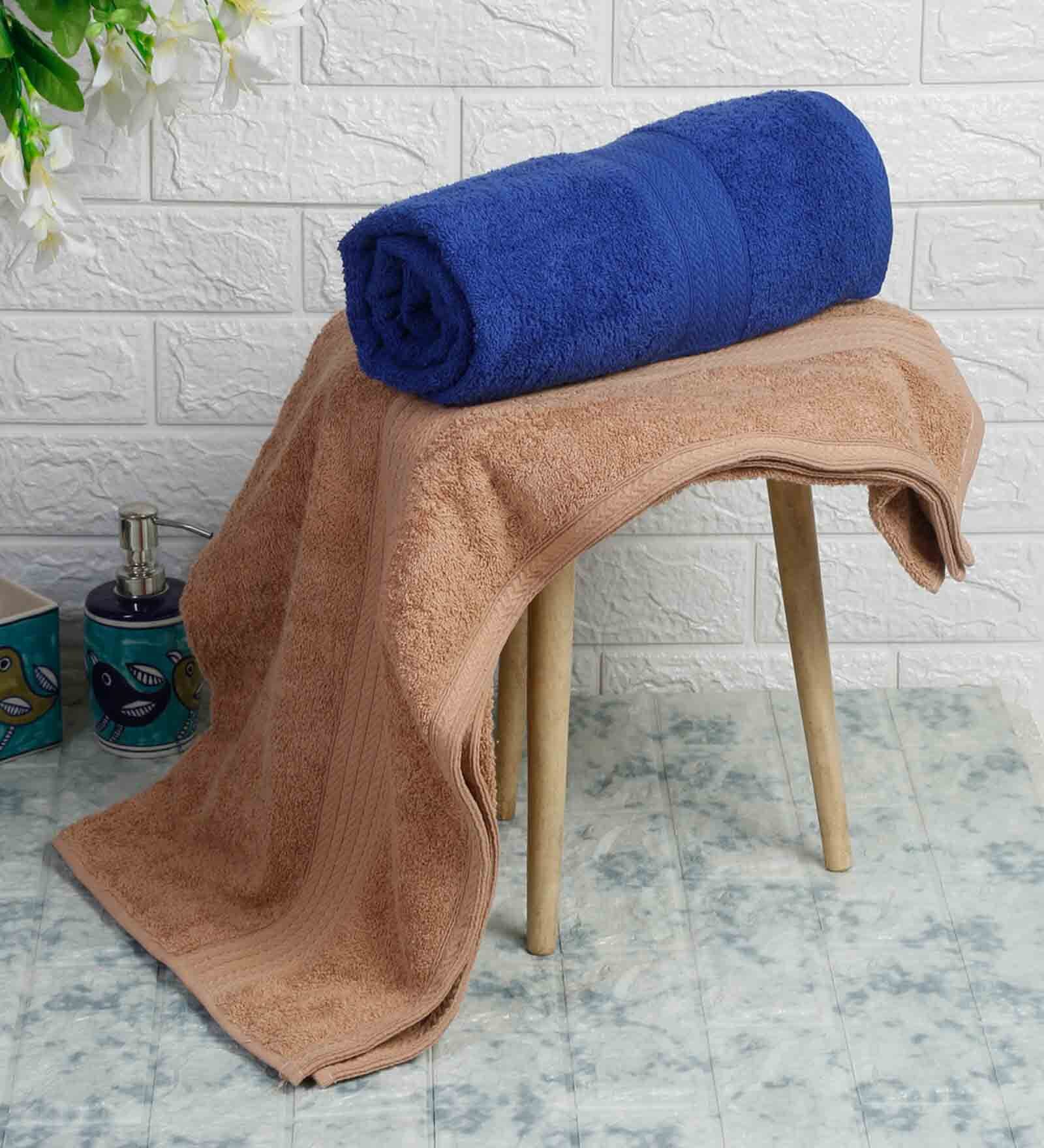 Buy Multicolor Solid 450 GSM Cotton Bath Towels (Set of 2) by Naksh at ...