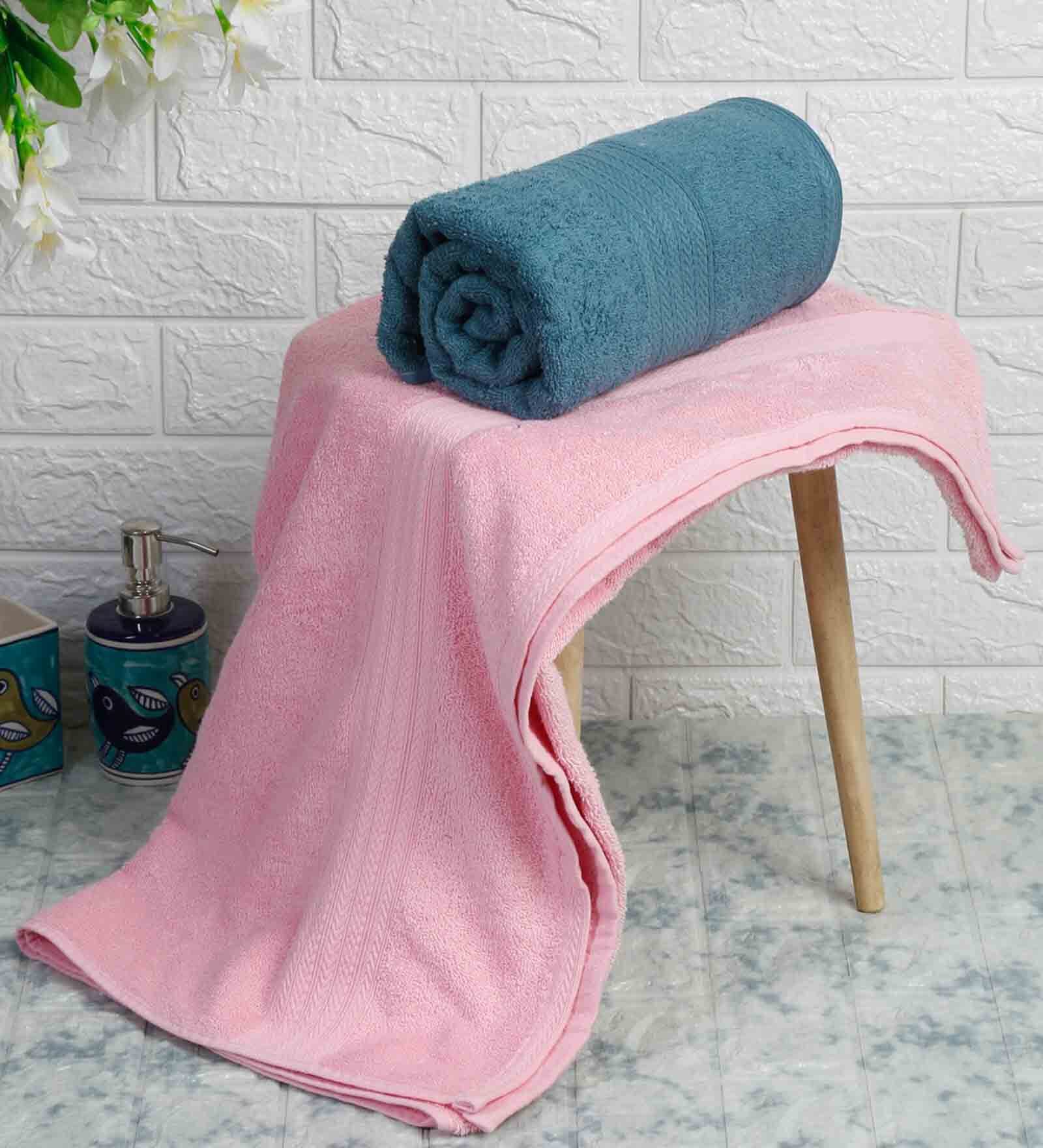 Buy Multicolor Solid 450 GSM Cotton Bath Towels (Set of 2) by Naksh at ...