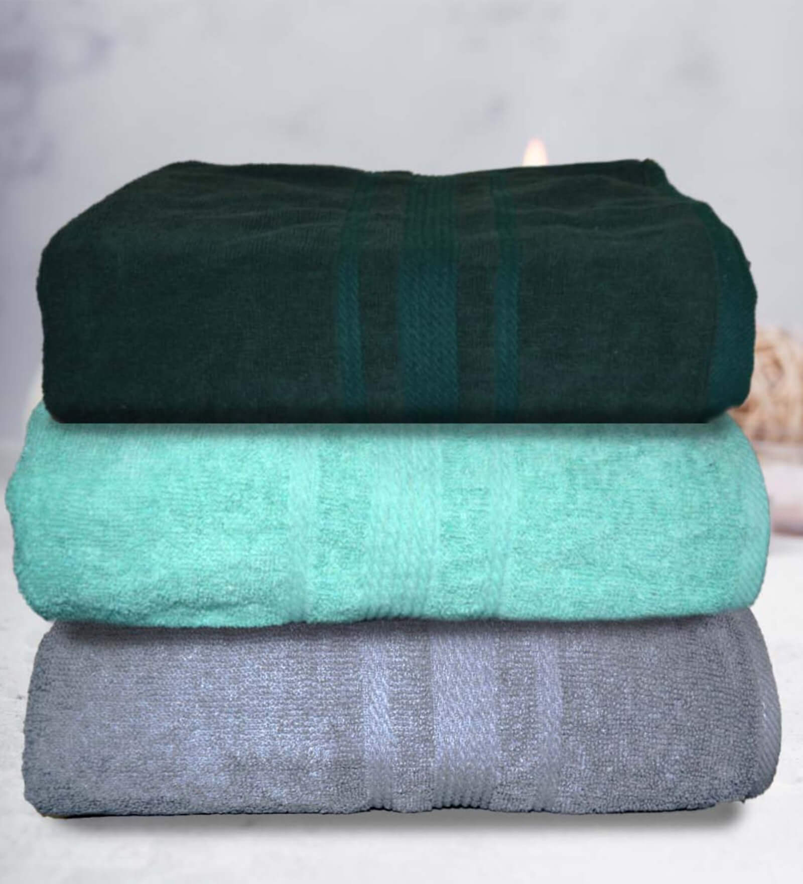 Buy Multicolor Cotton Solid 500 GSM Bath Towels (Set of 3) at 50% OFF ...