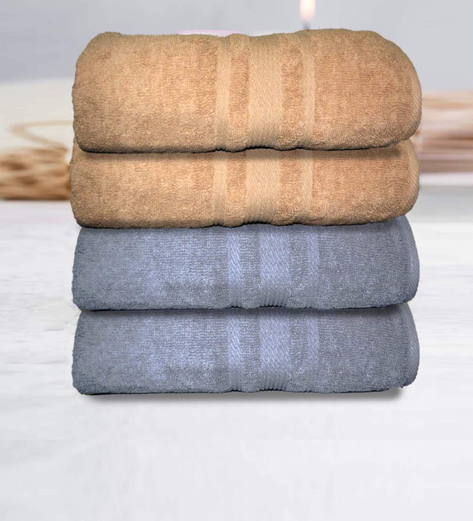 Buy Multicolor Cotton Solid 500 GSM Bath Towels (Set of 4) at 59% OFF ...