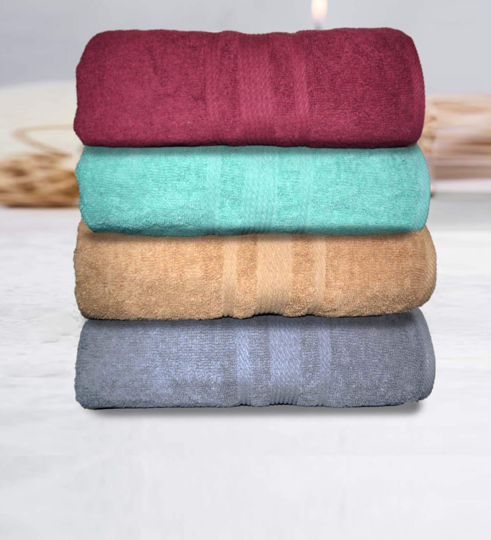 Buy Multicolor Cotton Solid 500 GSM Bath Towels (Set of 4) at 59% OFF ...