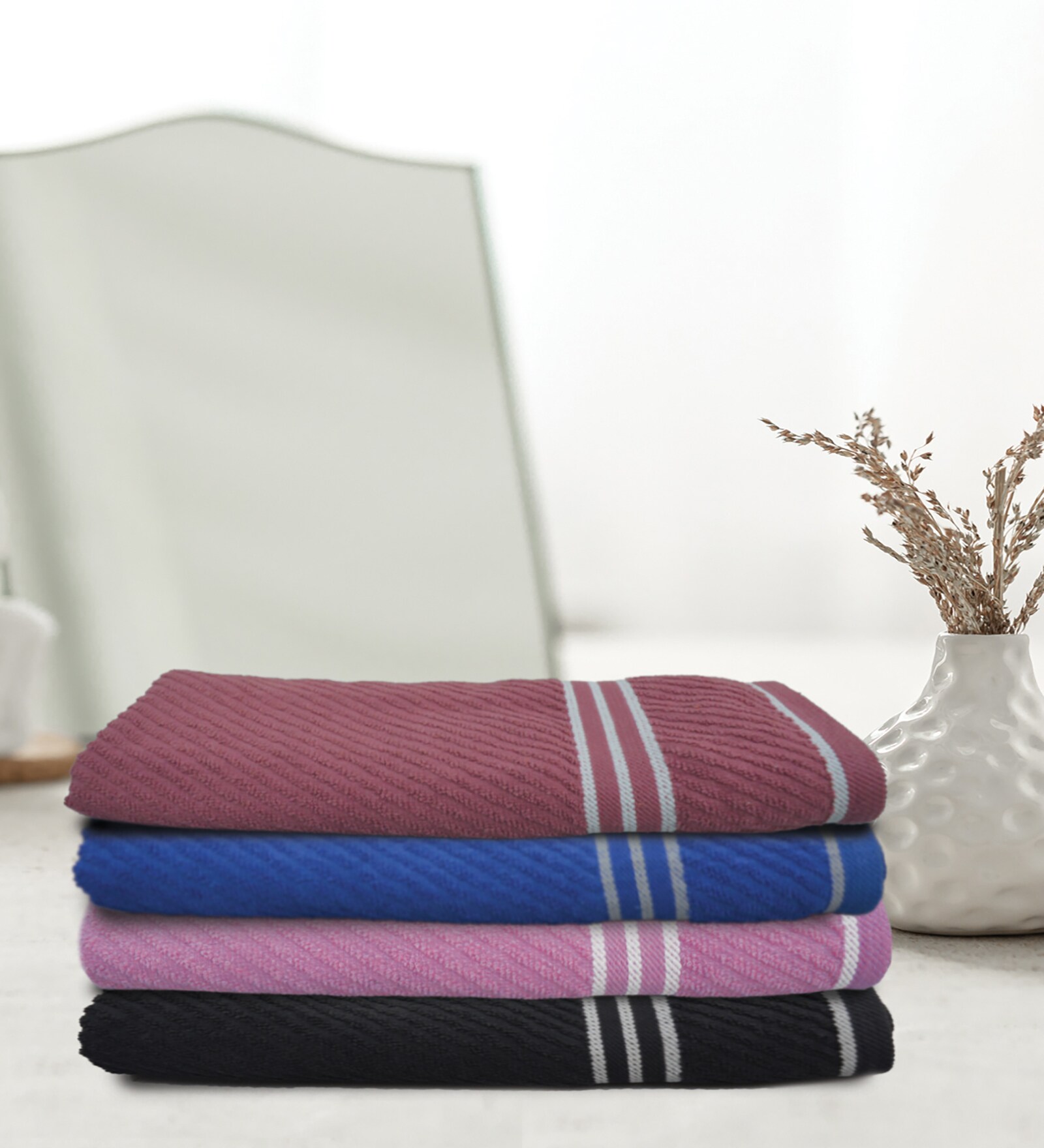 Buy Multicolor Cotton Solid 500 GSM Bath Towels (4Pcs) at 52% OFF by ...