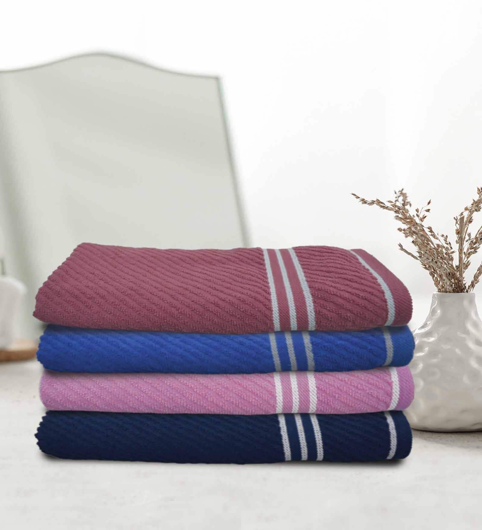 Buy Multicolor Cotton Solid 500 GSM Bath Towels (4Pcs) at 52% OFF by ...
