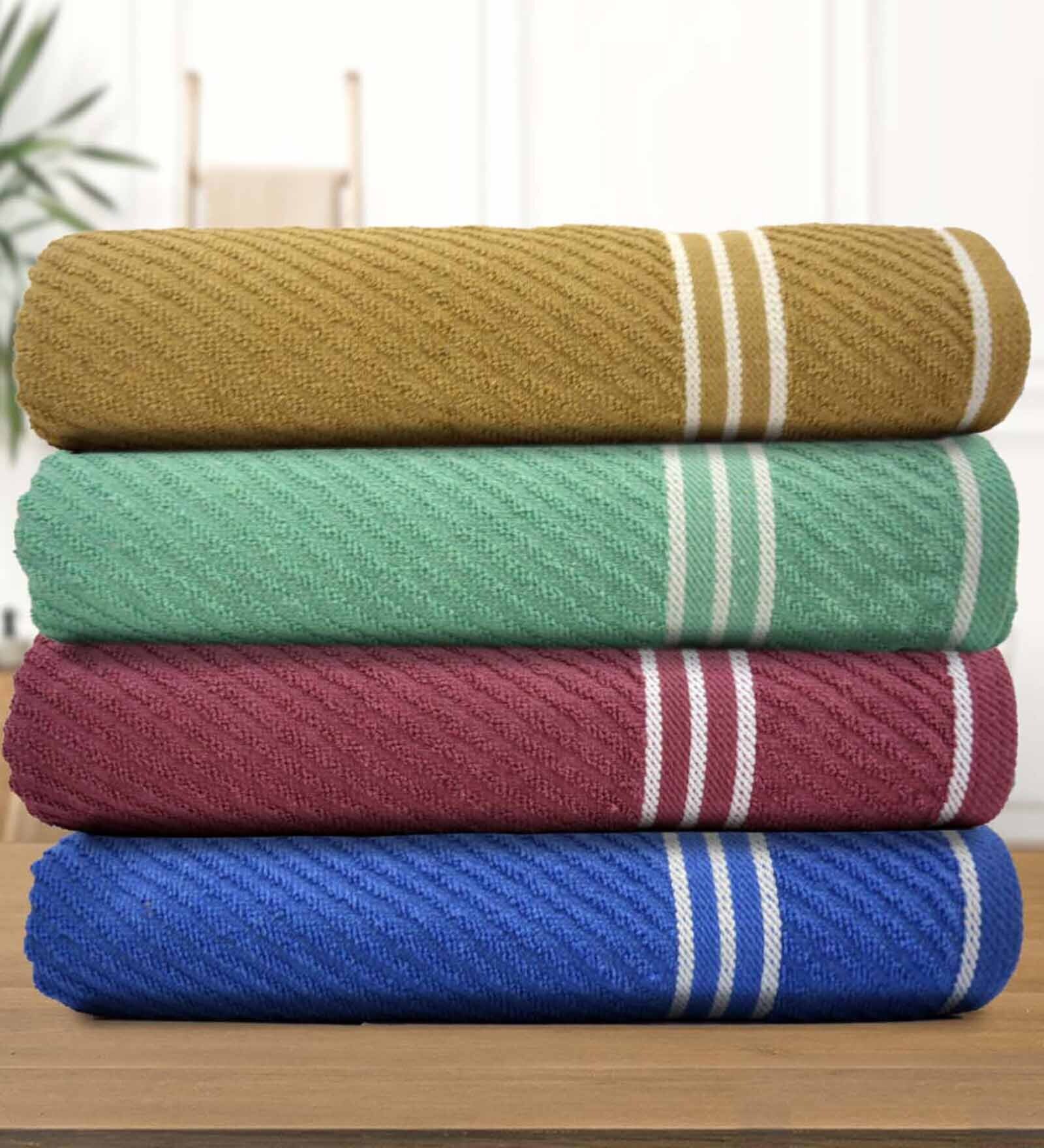 Buy Multicolor Cotton Solid 500 GSM Bath Towels (4Pcs) at 52% OFF by ...