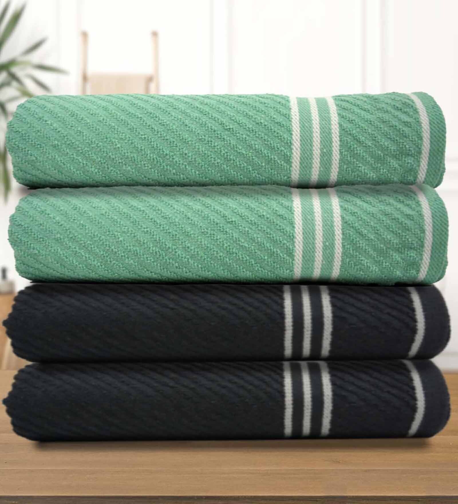 Buy Multicolor Cotton Solid 500 GSM Bath Towels (4Pcs) at 52% OFF by ...