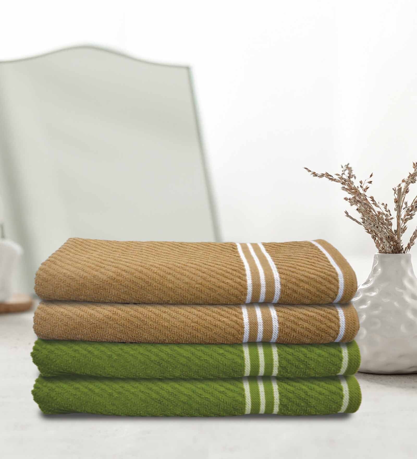 Buy Multicolor Cotton Solid 500 GSM Bath Towels (4Pcs) at 47% OFF by ...