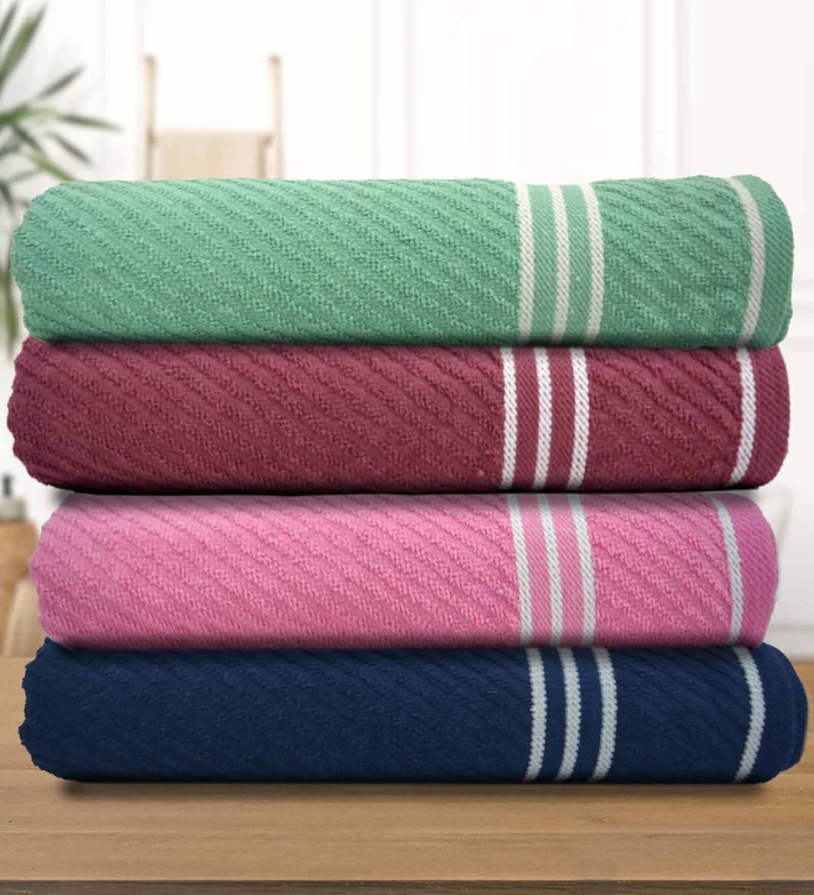 Buy Multicolor Cotton Solid 500 GSM Bath Towels (4Pcs) at 52% OFF by ...
