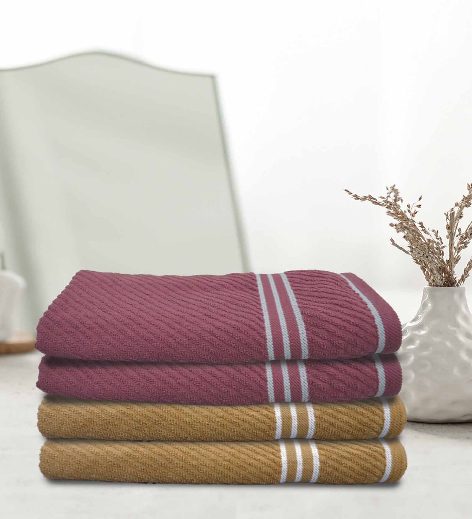 Buy Multicolor Cotton Solid 500 GSM Bath Towels (4Pcs) at 52% OFF by ...